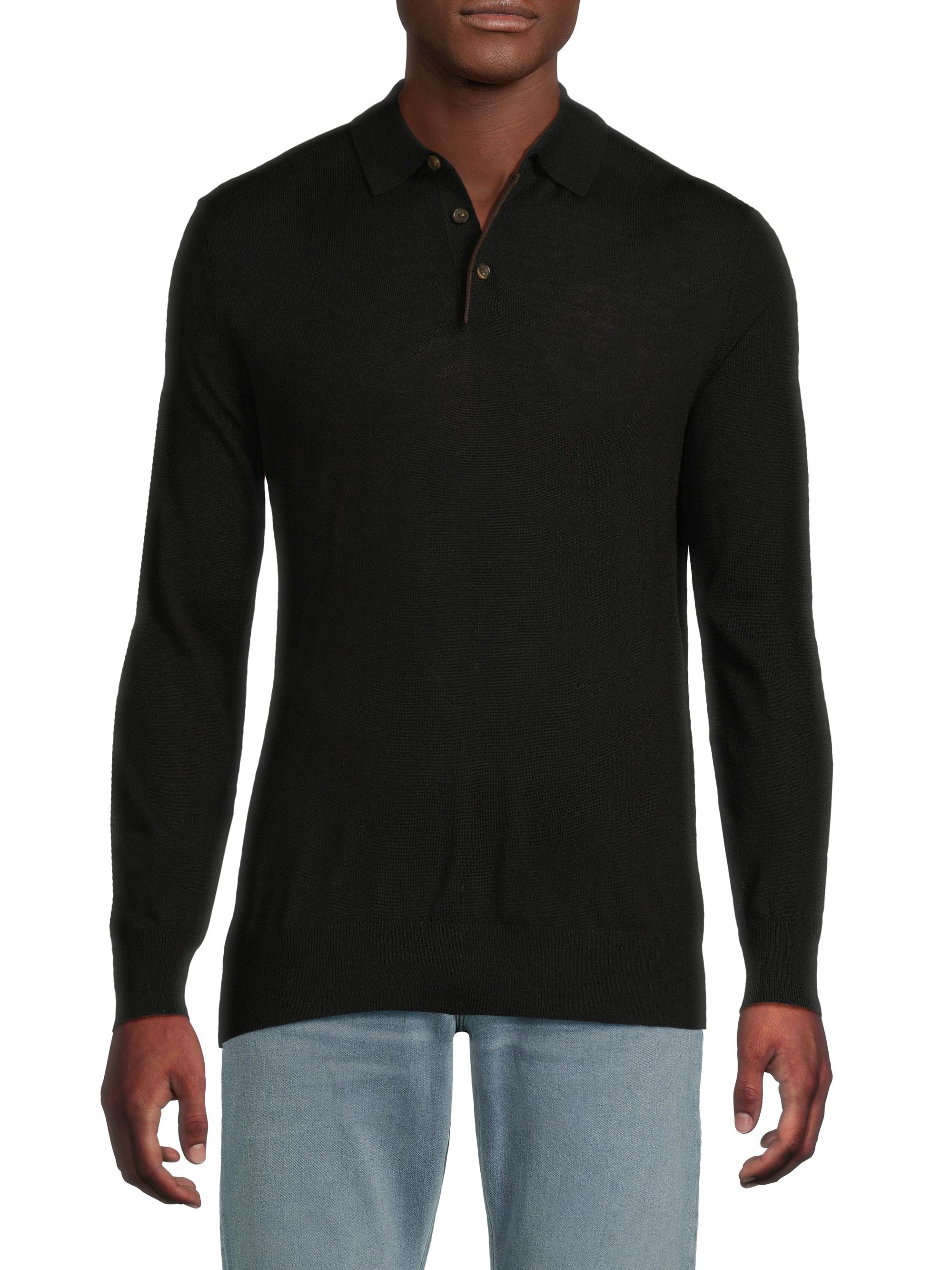 Click here for Bruno Magli Mens Merino Wool Polo Sweater - Black... prices