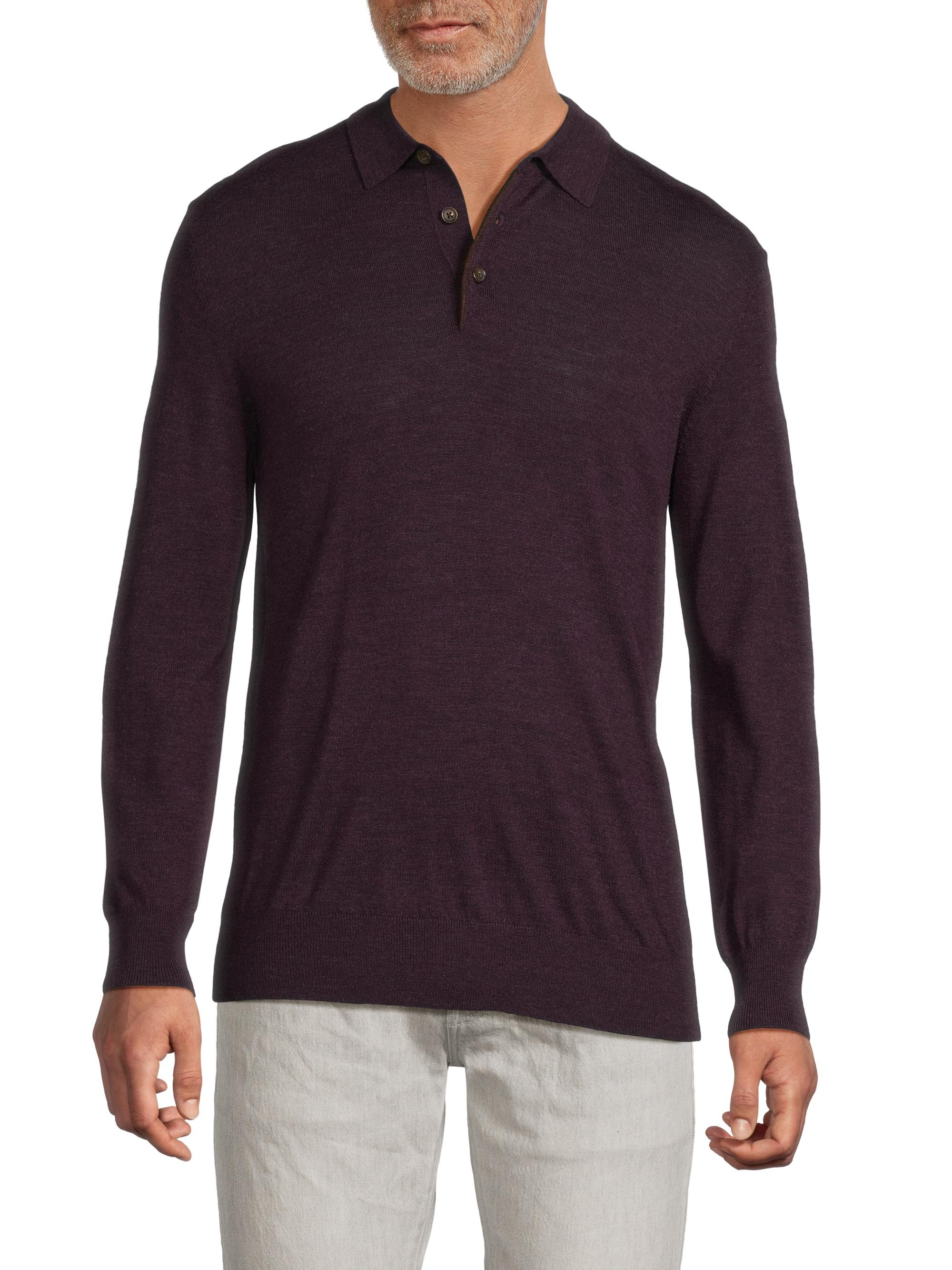 Click here for Bruno Magli Mens Merino Wool Polo Sweater - Dark P... prices