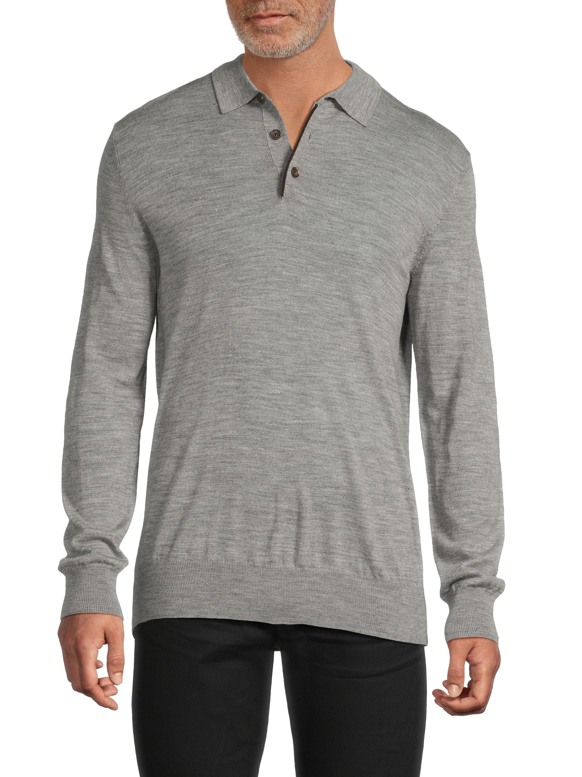 Click here for Bruno Magli Mens Merino Wool Polo Sweater - Grey -... prices