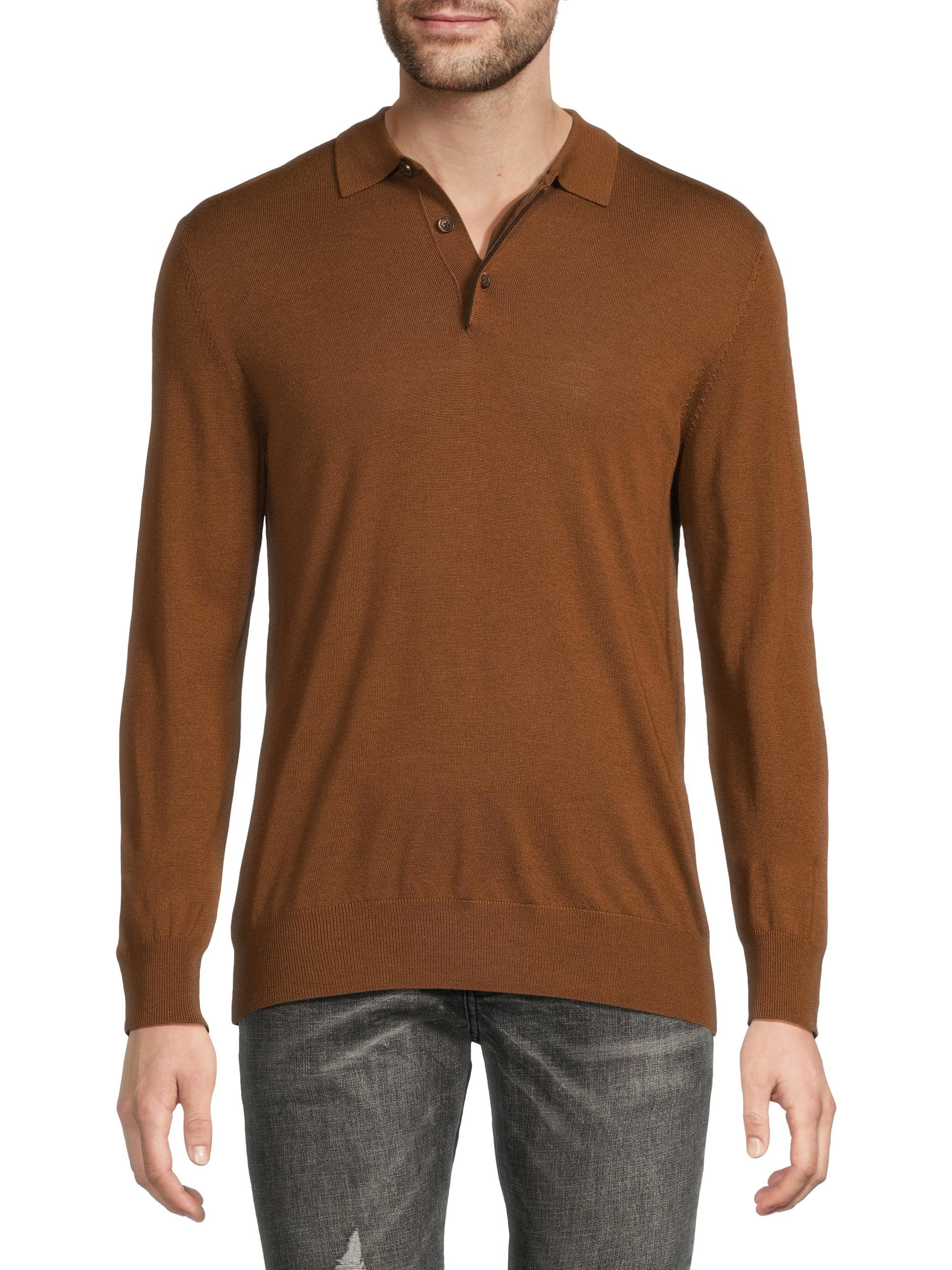 Click here for Bruno Magli Mens Merino Wool Polo Sweater - Vicuna... prices
