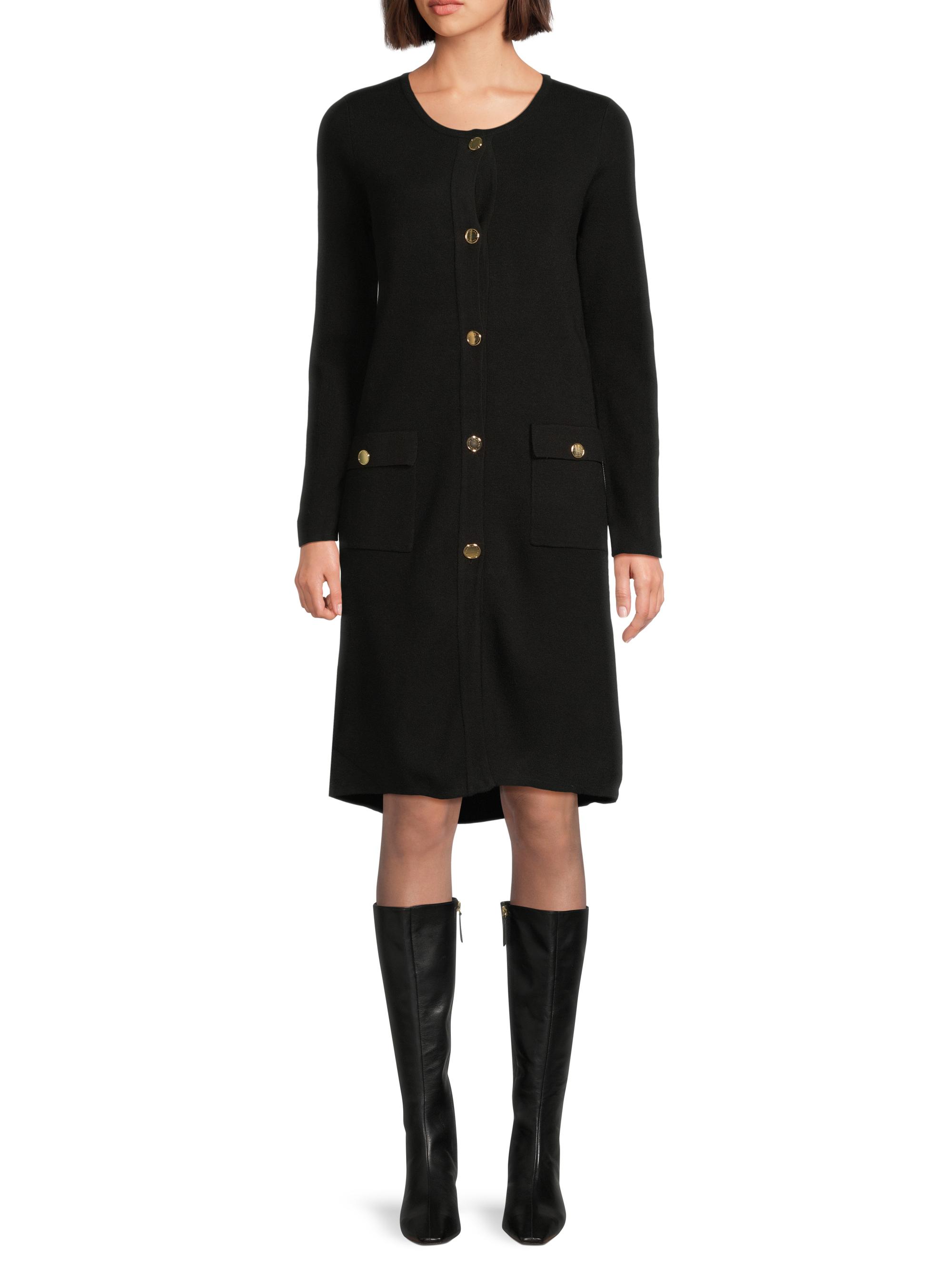 Click here for Tahari Womens Button-Front Knit Long-Sleeve Sheath... prices