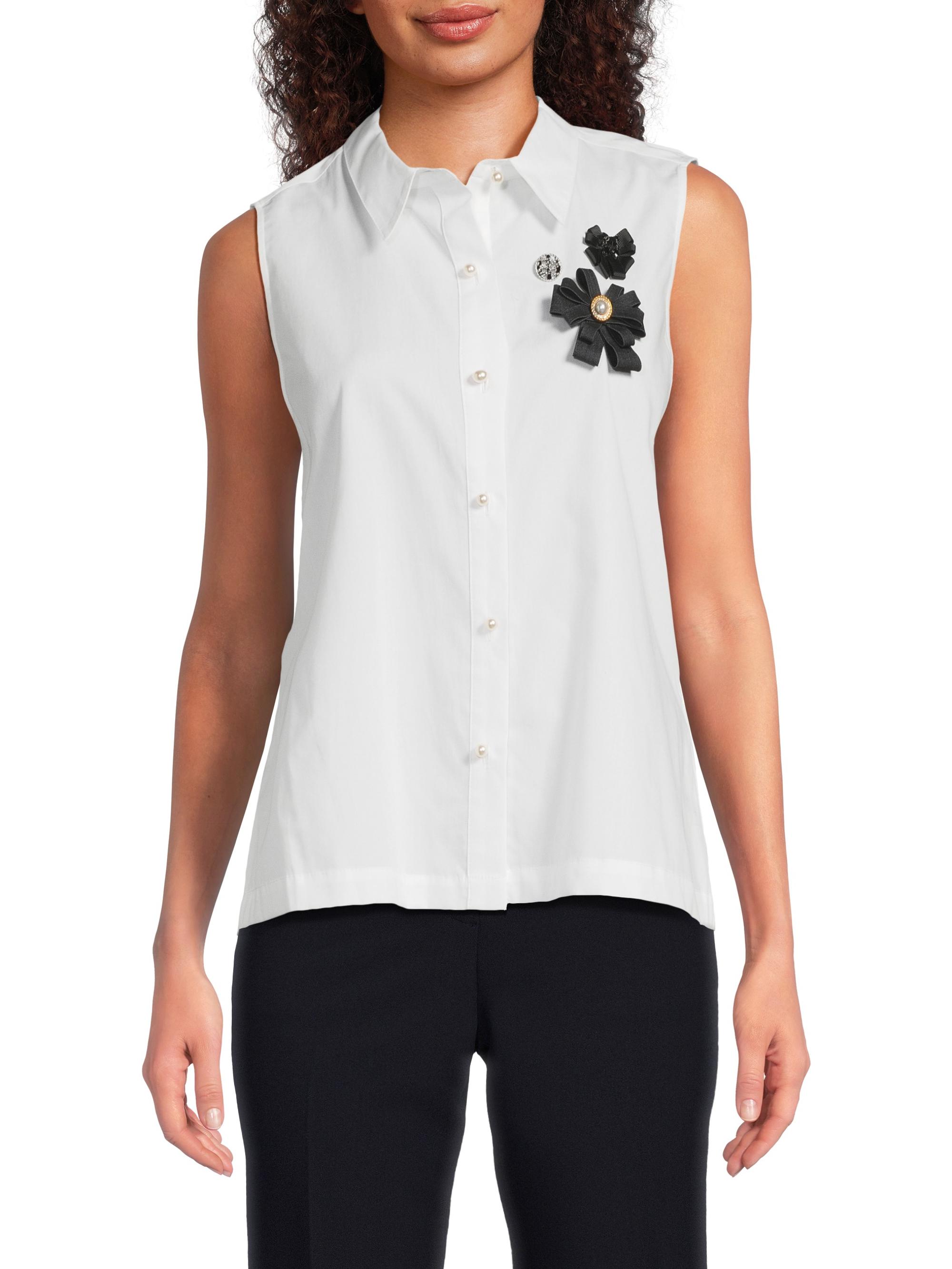 Click here for Karl Lagerfeld Paris Womens Faux Pearl Button Cott... prices