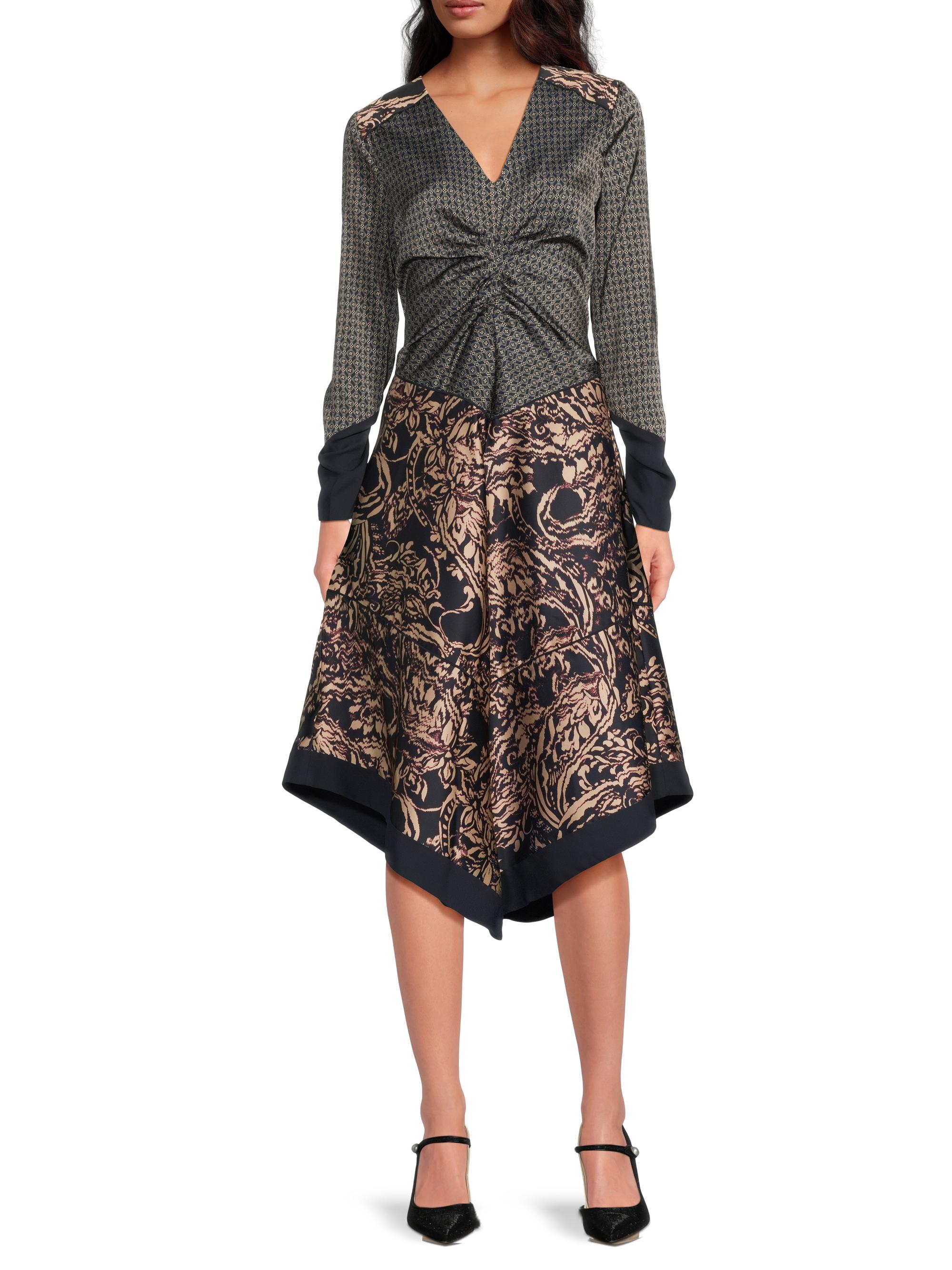 Click here for Bcbg Womens Mixed Media Ruched Midi-Dress - Size 6 prices