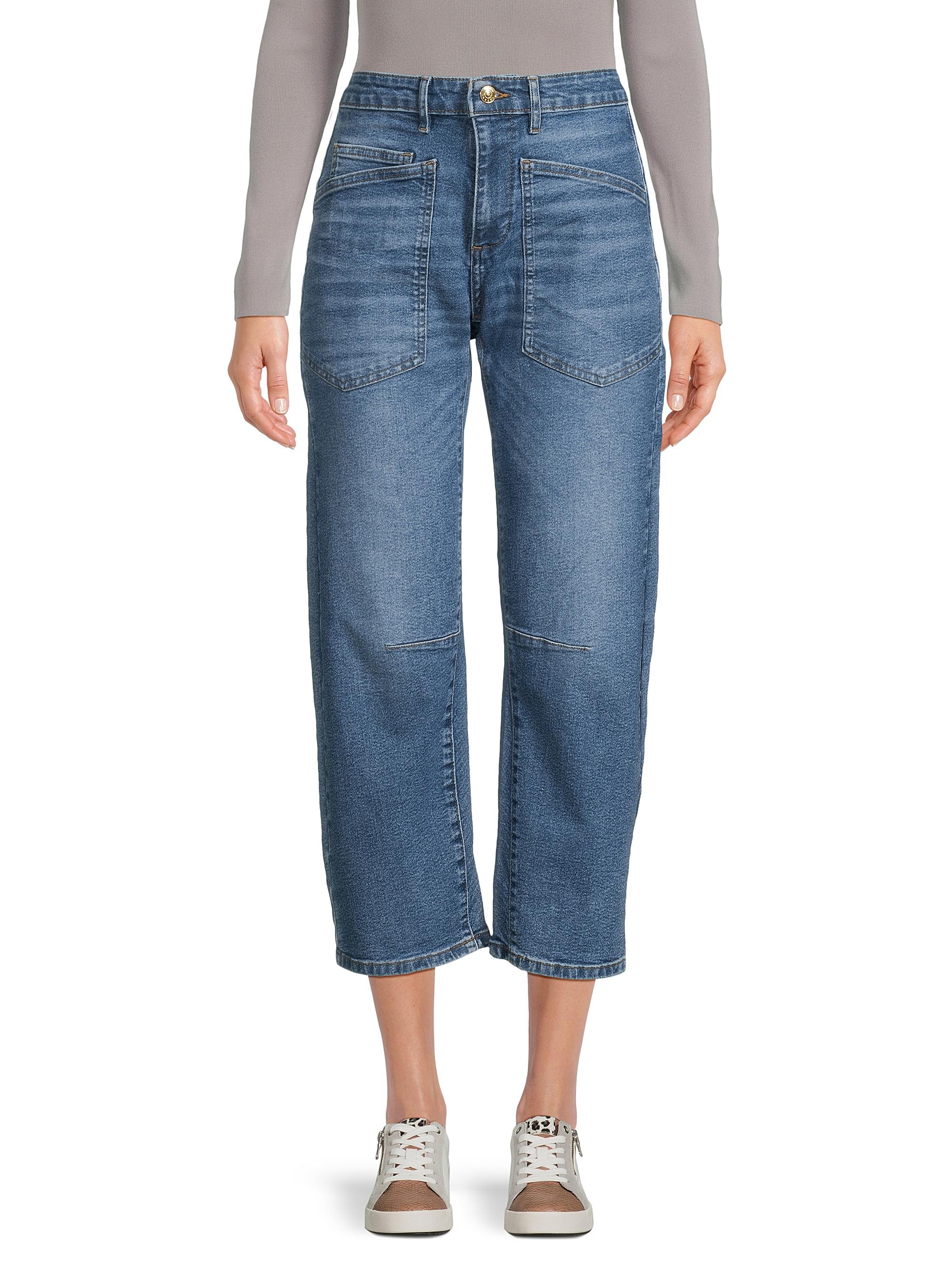 Click here for Bcbg Womens Knee Seam Patch Pocket Barrell-Leg Jea... prices