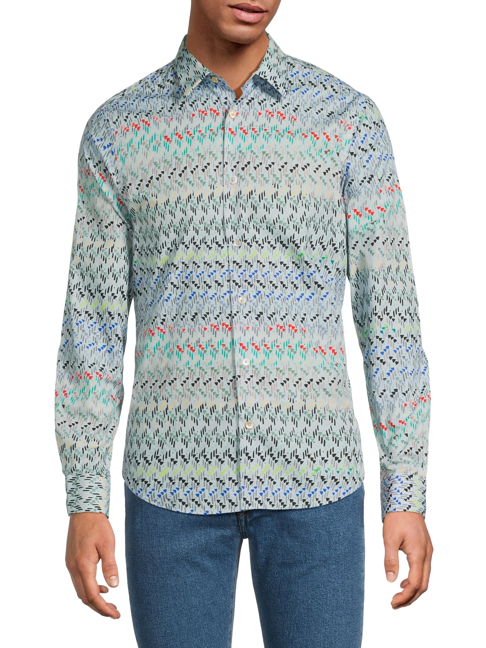 Click here for Paul Smith Mens Geometric Print Cotton Slim-Fit Sh... prices