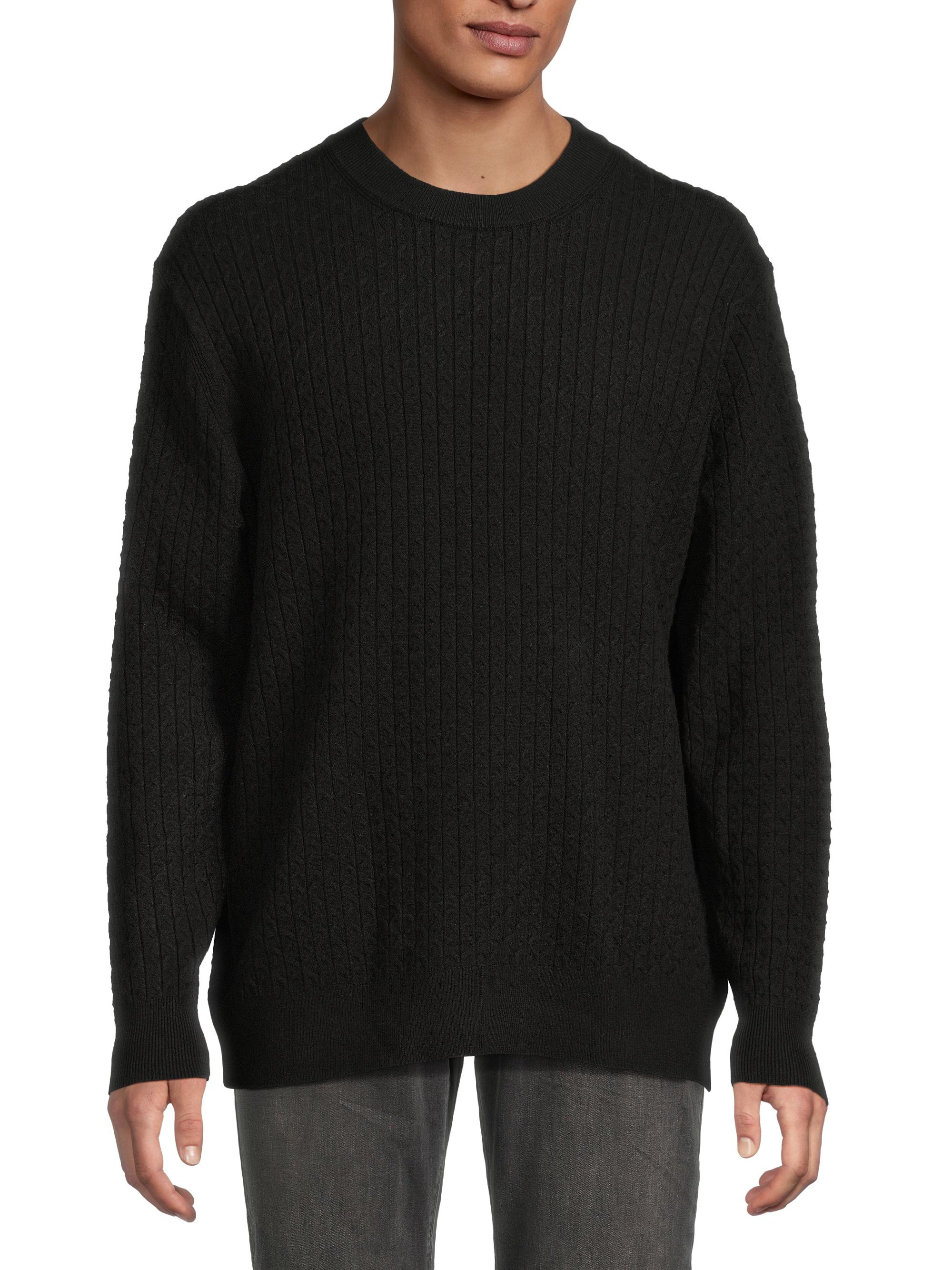 Click here for Karl Lagerfeld Paris Mens Cable-Knit Sweater - Bla... prices