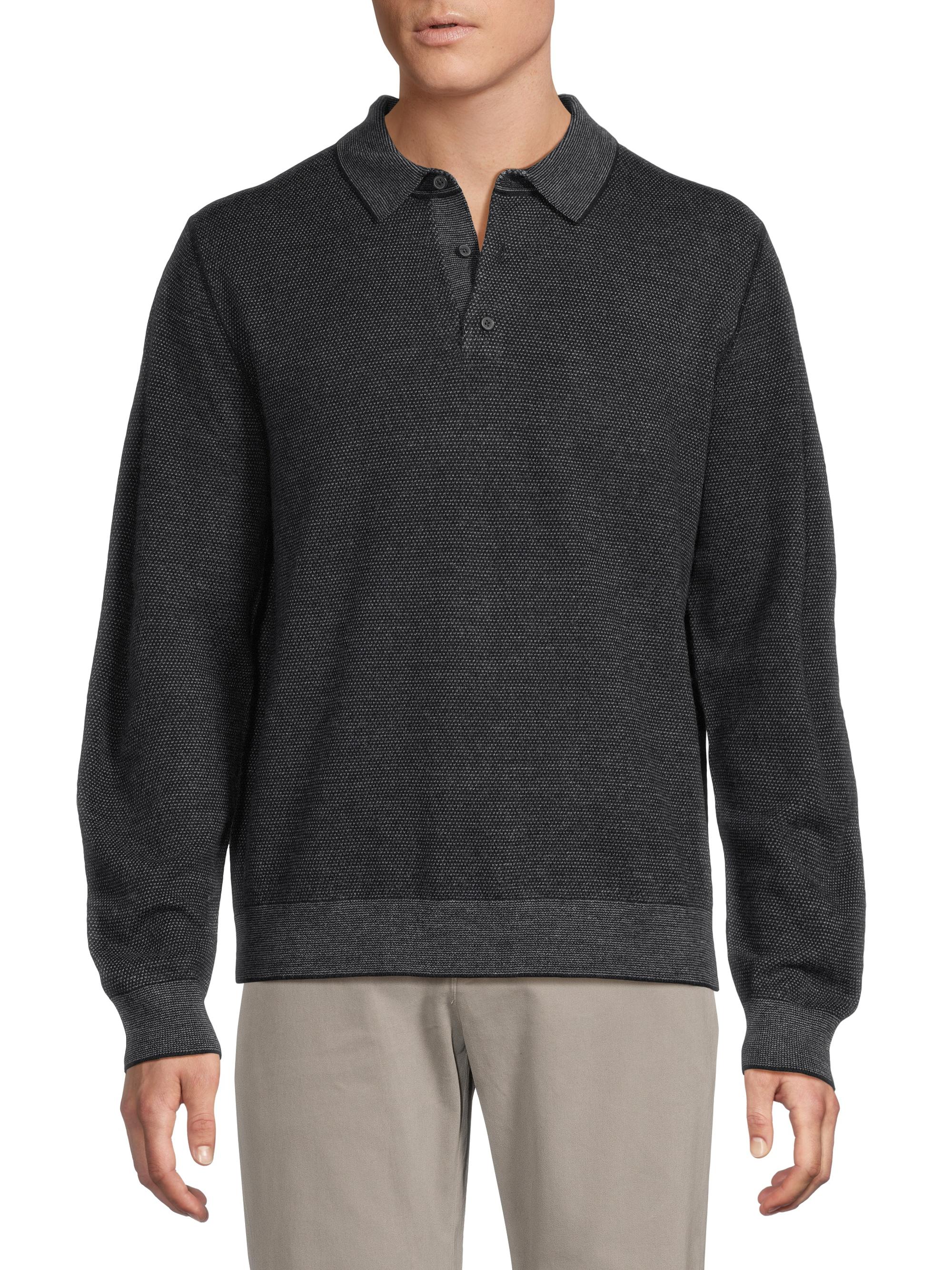 Click here for Vince Mens Birdseye Merino Wool Polo Sweater - Coa... prices