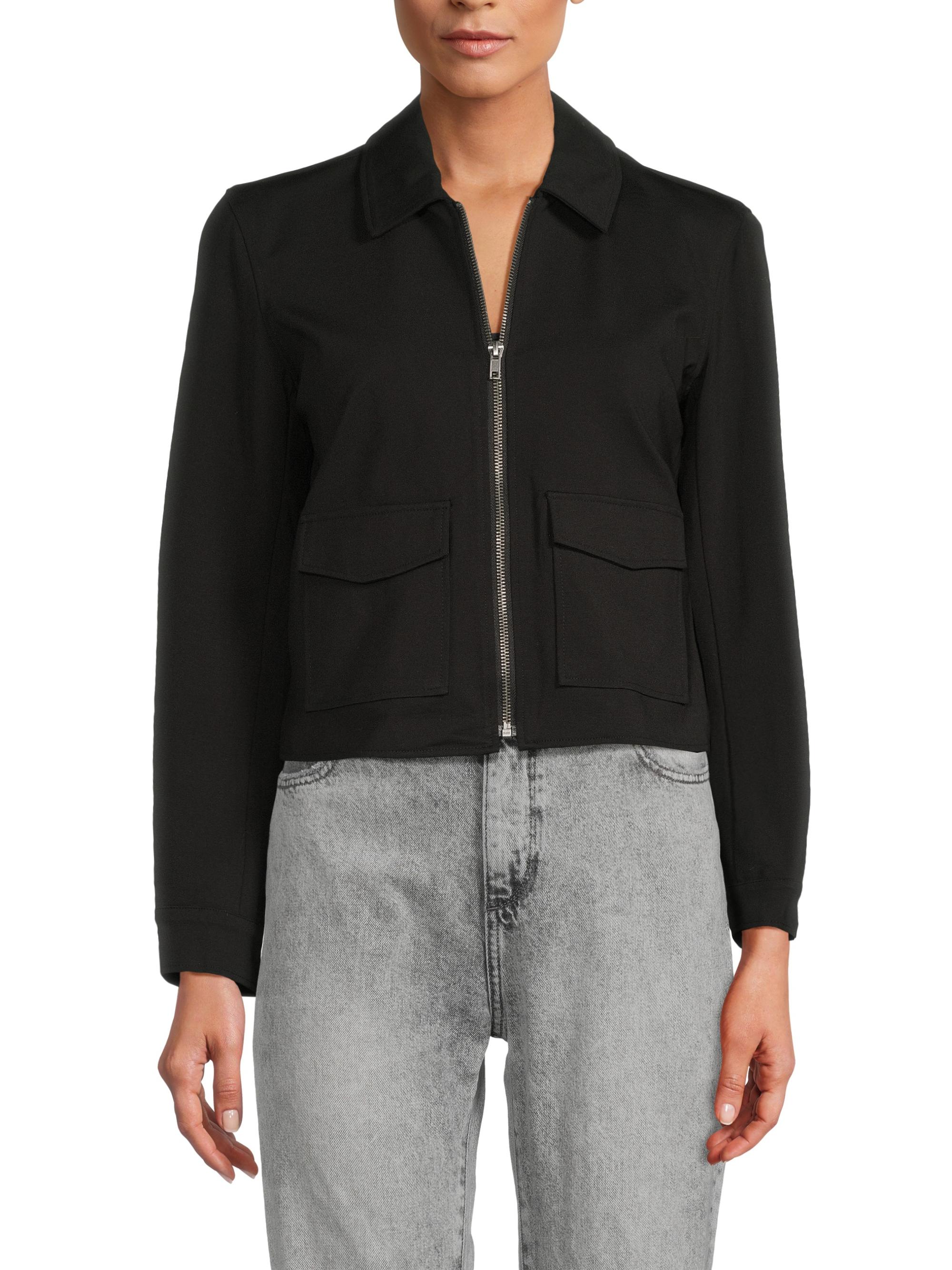 Click here for Saks Fifth Avenue Womens Zip Front Jacket - Black... prices