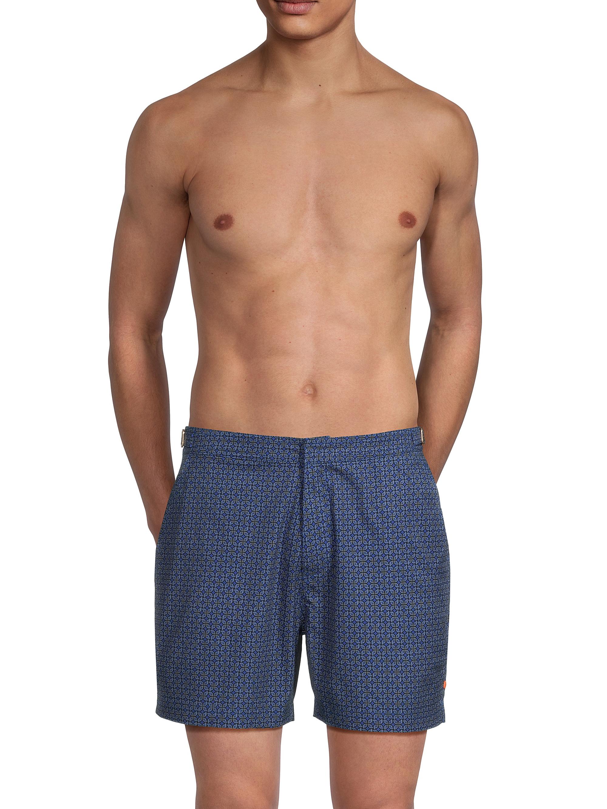 Click here for Swims Mens Geo-Print Hook-And-Bar Swim Shorts - Ti... prices