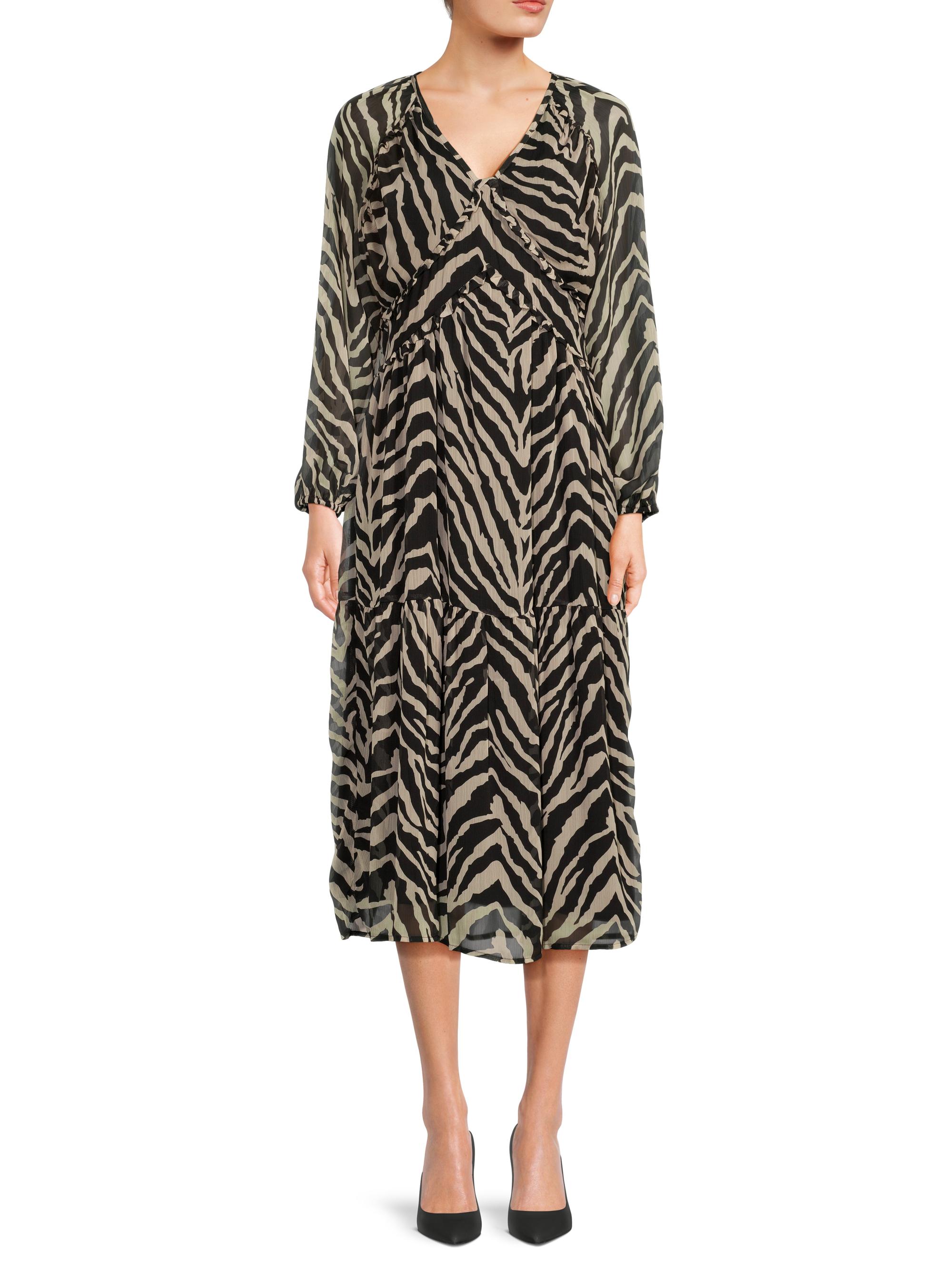 Click here for Saks Fifth Avenue Womens Tiered Zebra-Print Chiffo... prices