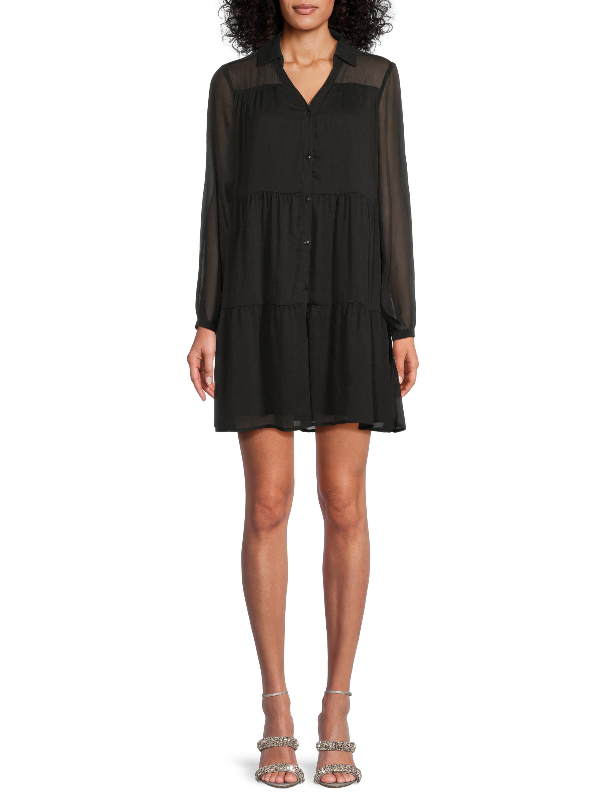 Click here for Saks Fifth Avenue Womens Tiered Button-Front Chiff... prices