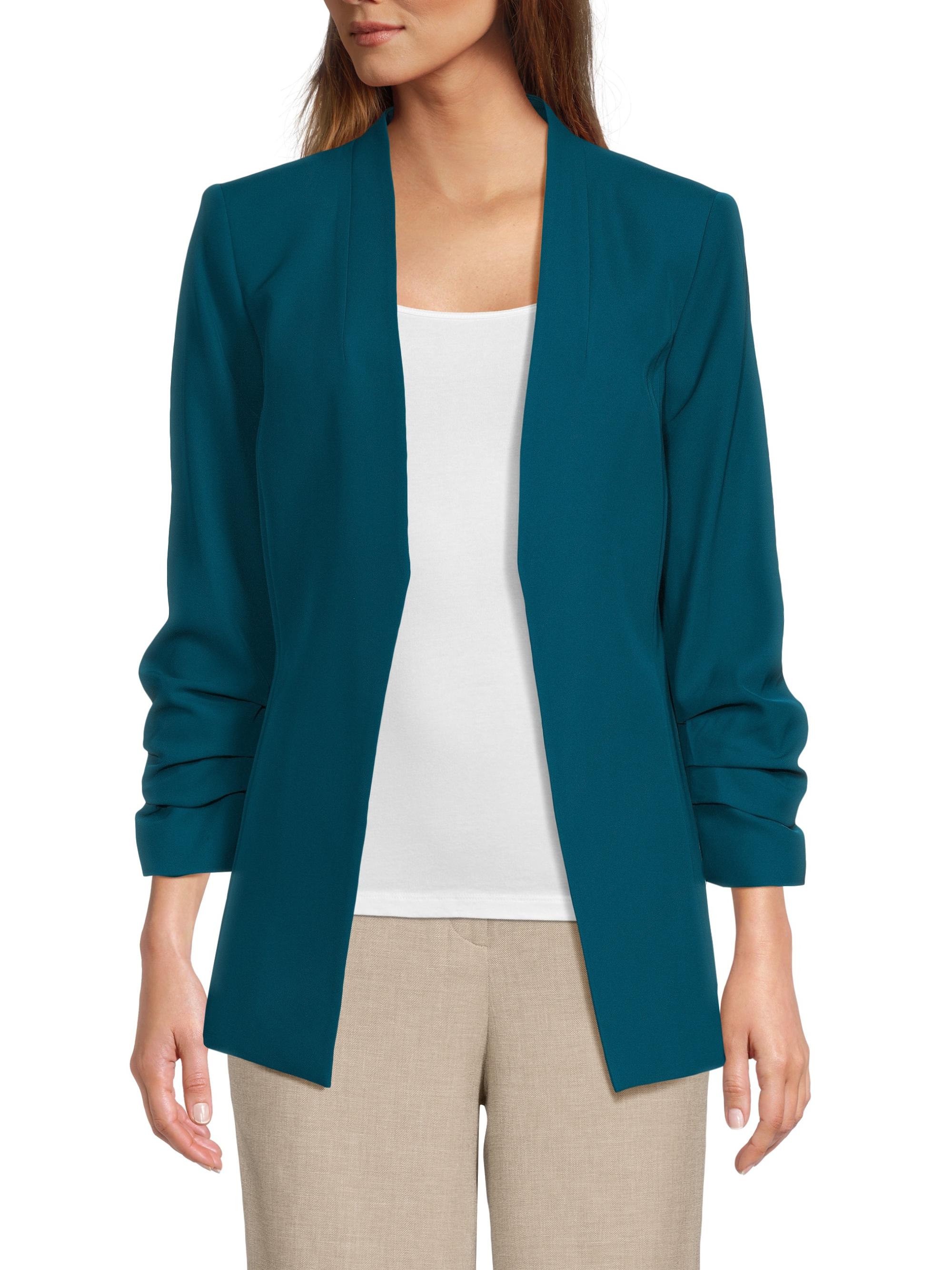 Click here for Calvin Klein Womens Open-Front Ruched-Sleeve Blaze... prices