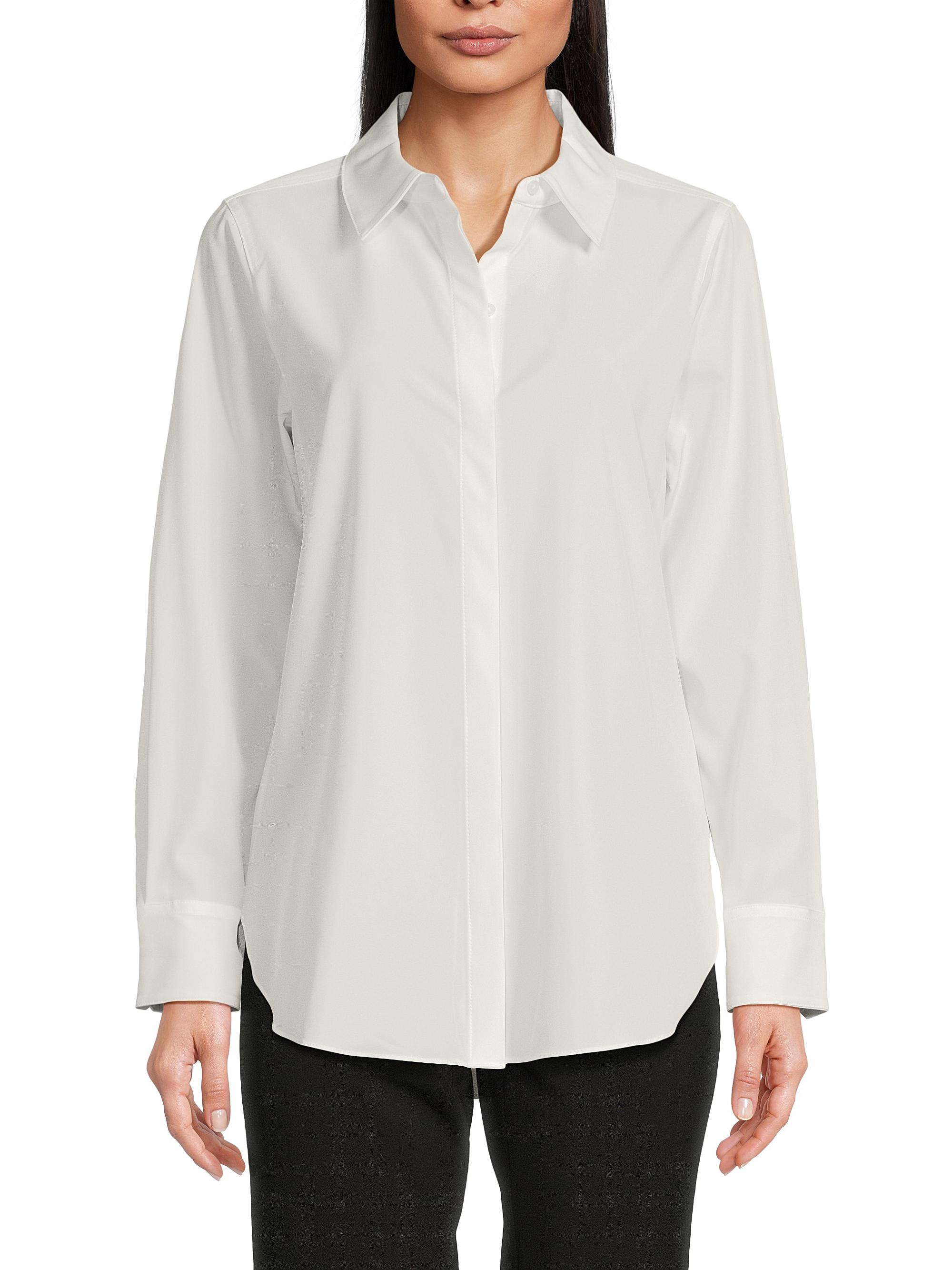 Dkny Womens Button-Front Blouse - Ivory