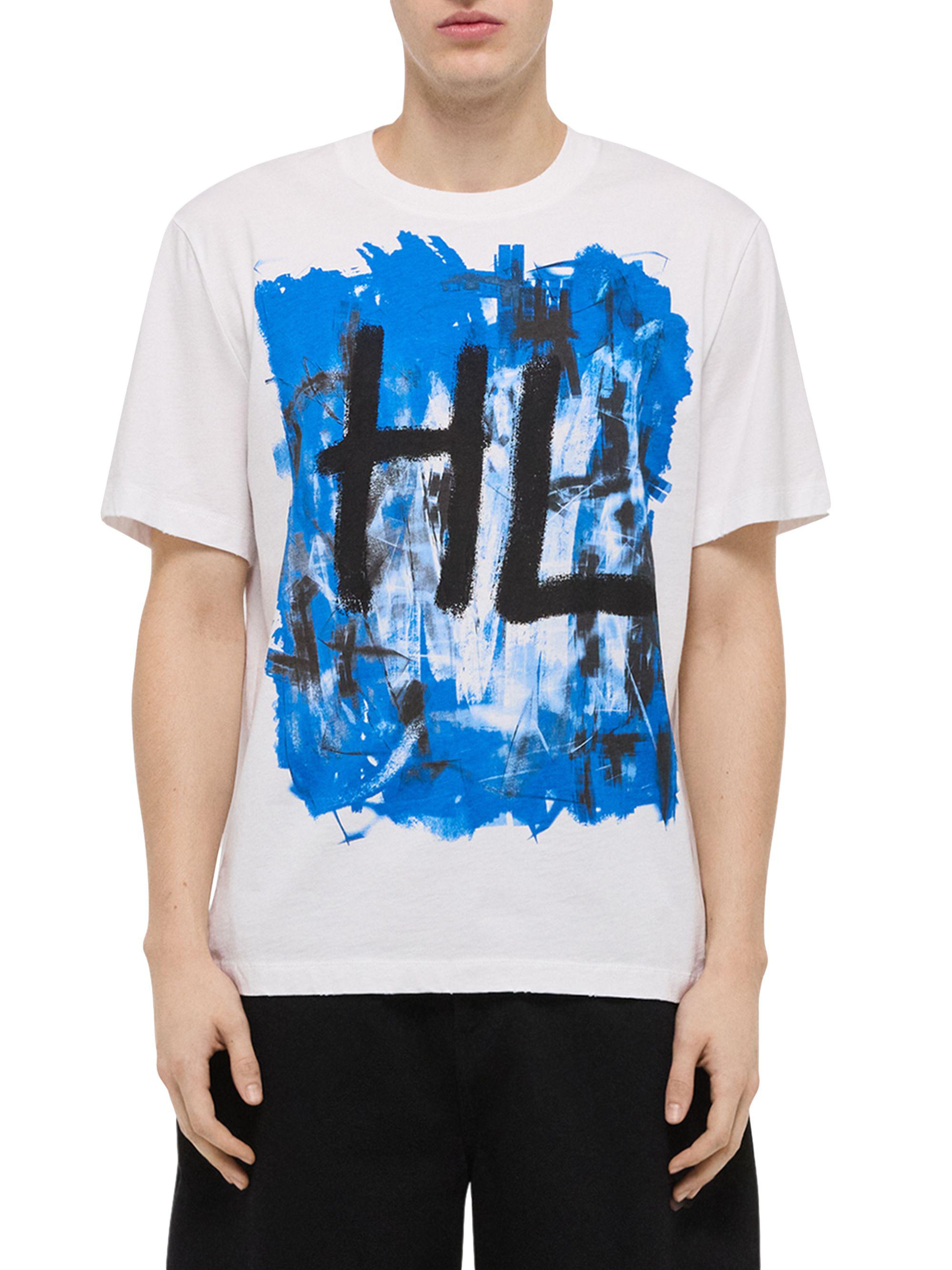 Click here for Helmut Lang Mens Scribble Crewneck T-Shirt - White... prices