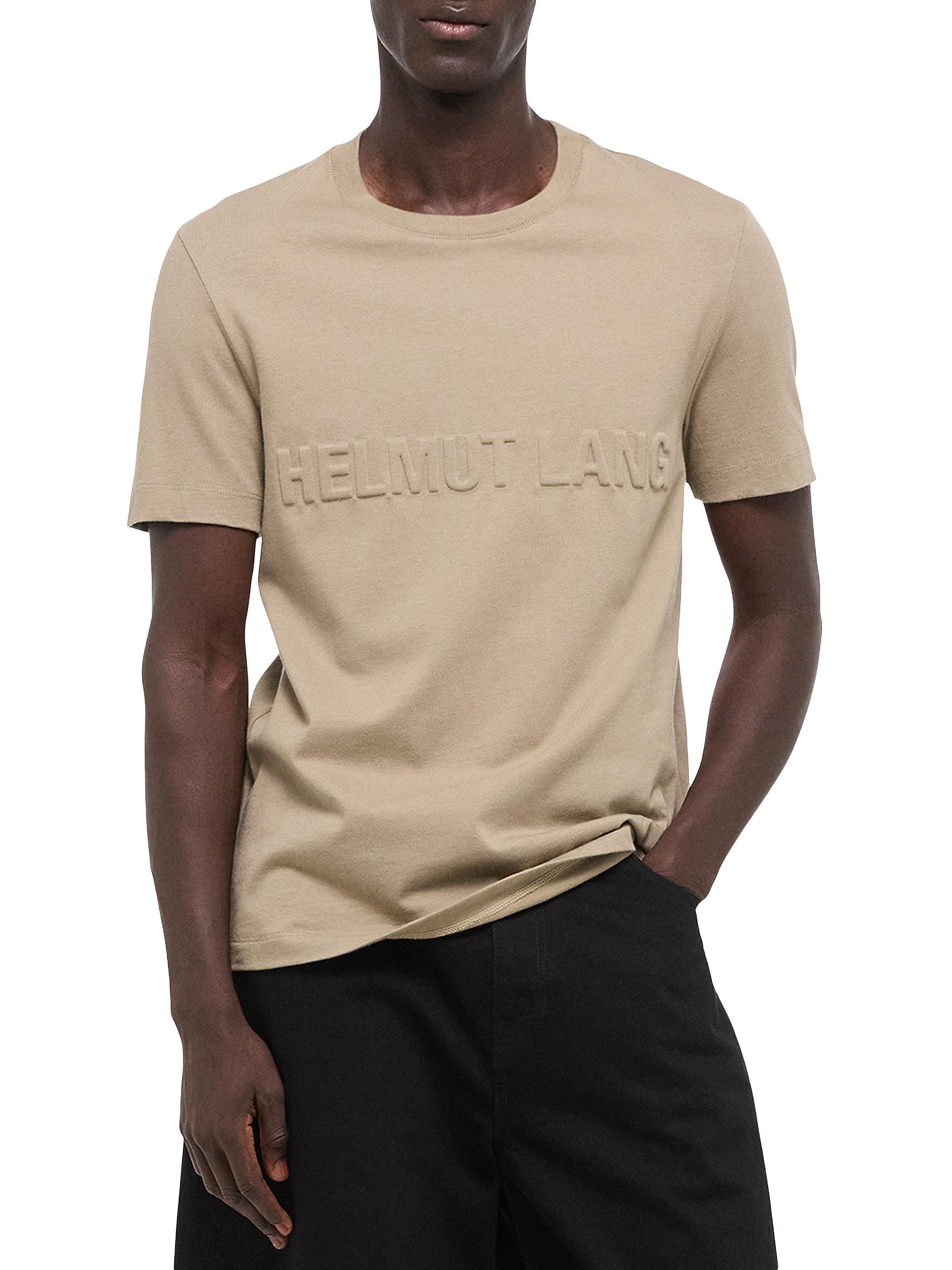 Click here for Helmut Lang Mens Embossed Logo Cotton T-Shirt - Kh... prices