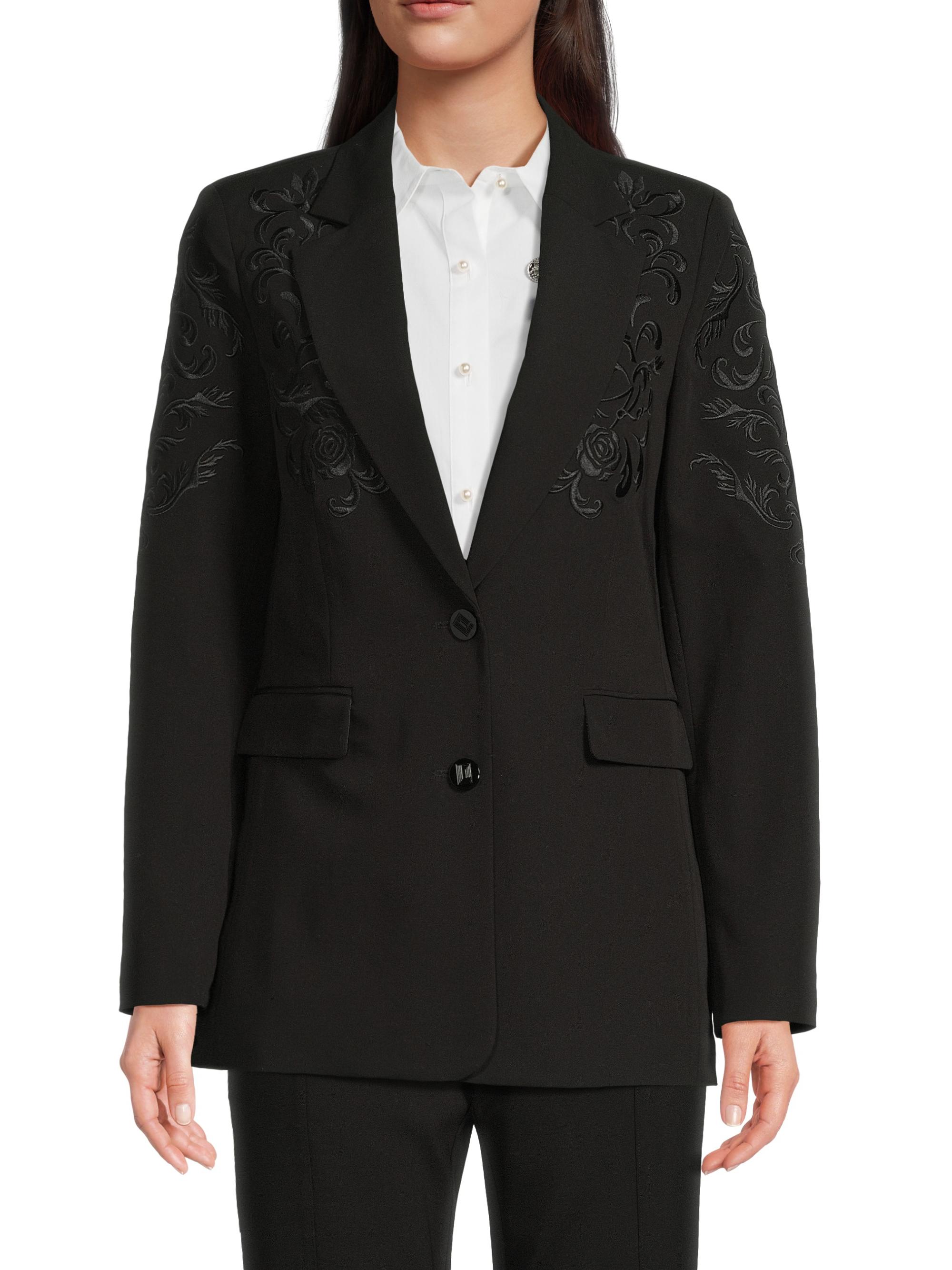 Click here for Karl Lagerfeld Paris Womens Floral-Embroidered Lon... prices