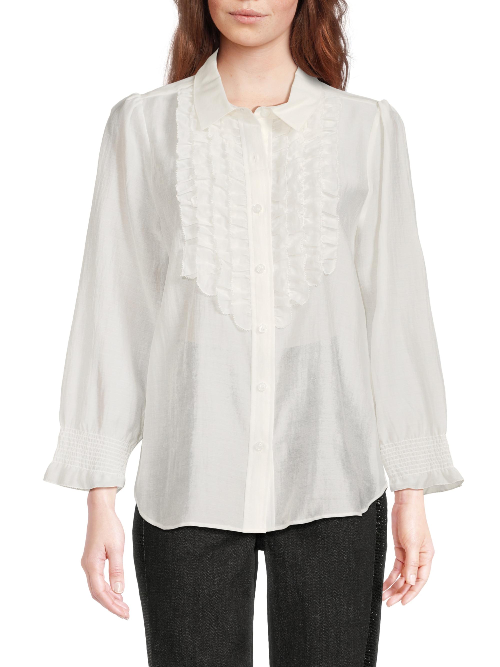 Click here for Karl Lagerfeld Paris Womens Ruffle Button-Down Top... prices