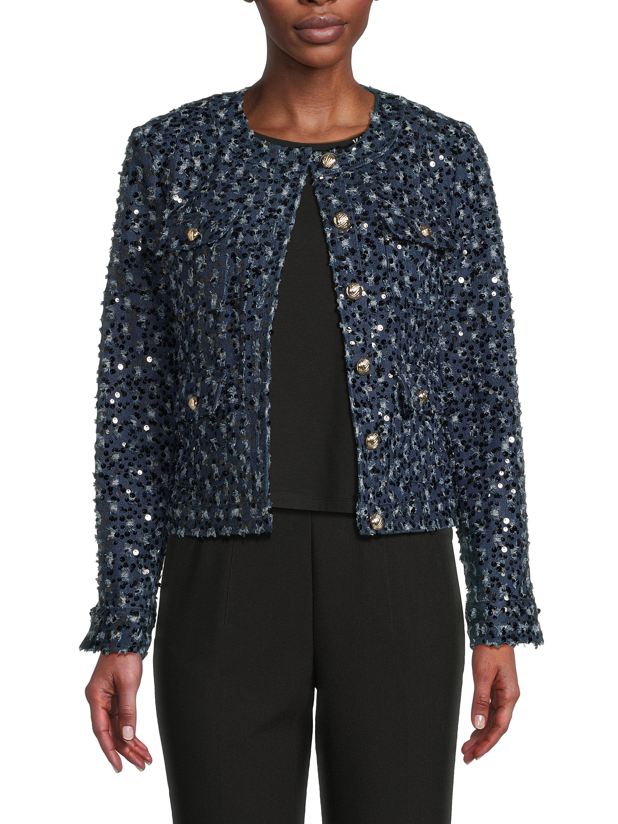 Click here for Karl Lagerfeld Paris Womens Sequin-Embellished Tex... prices