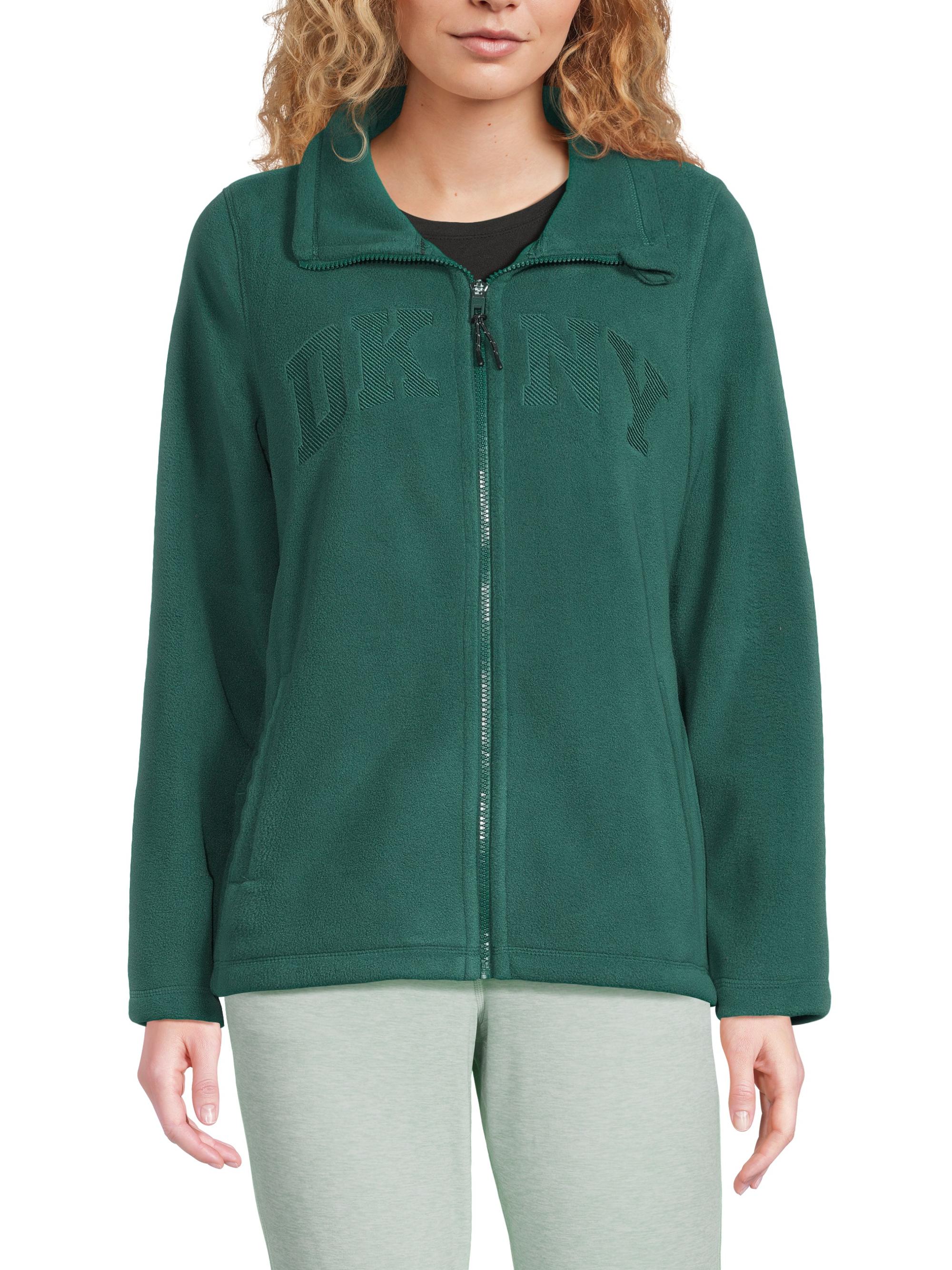 Click here for Dkny Womens Full-Zip Varsity Logo Top - Cool Pine prices