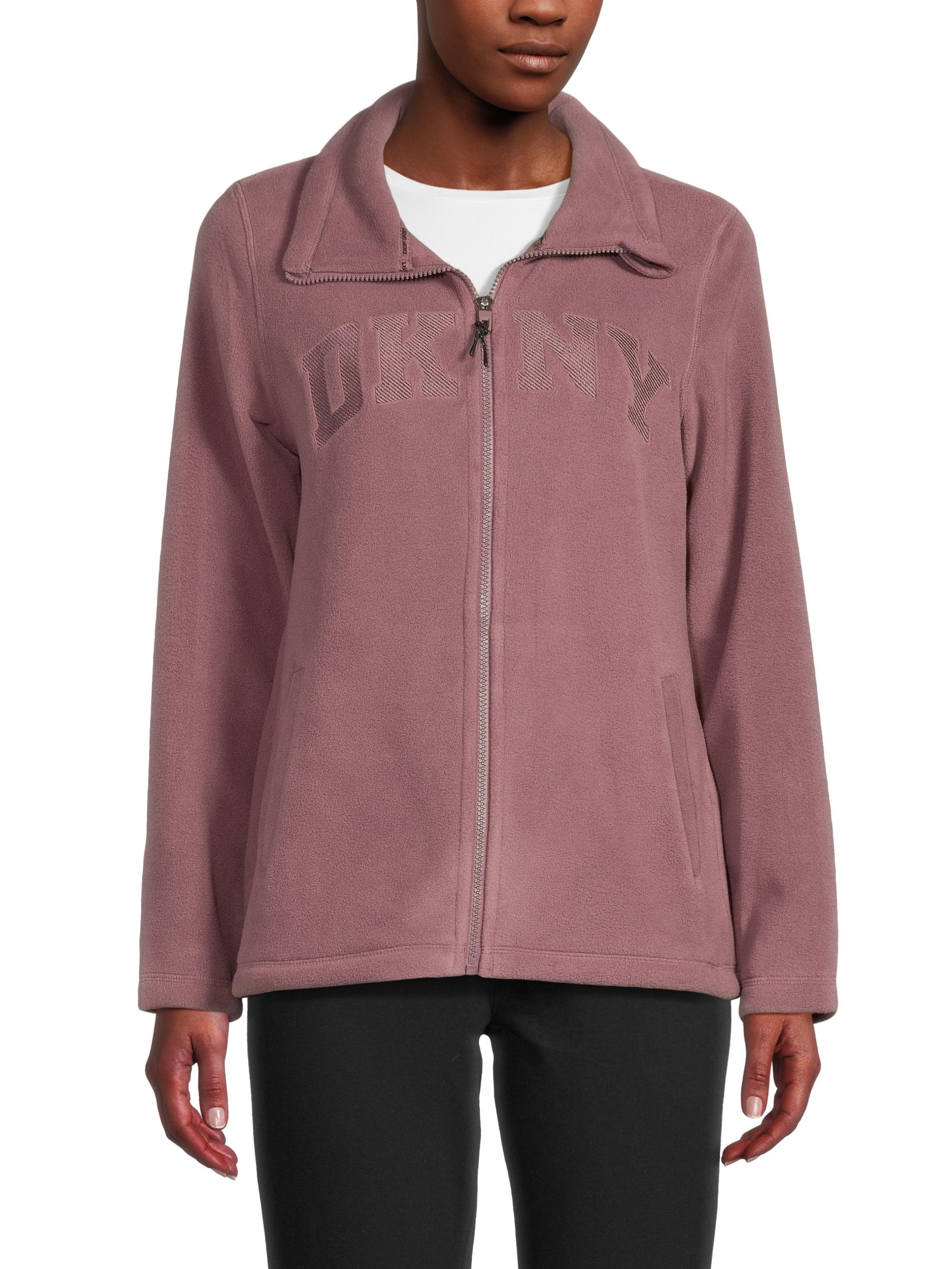 Click here for Dkny Womens Full-Zip Varsity Logo Top - Deep Mauve prices