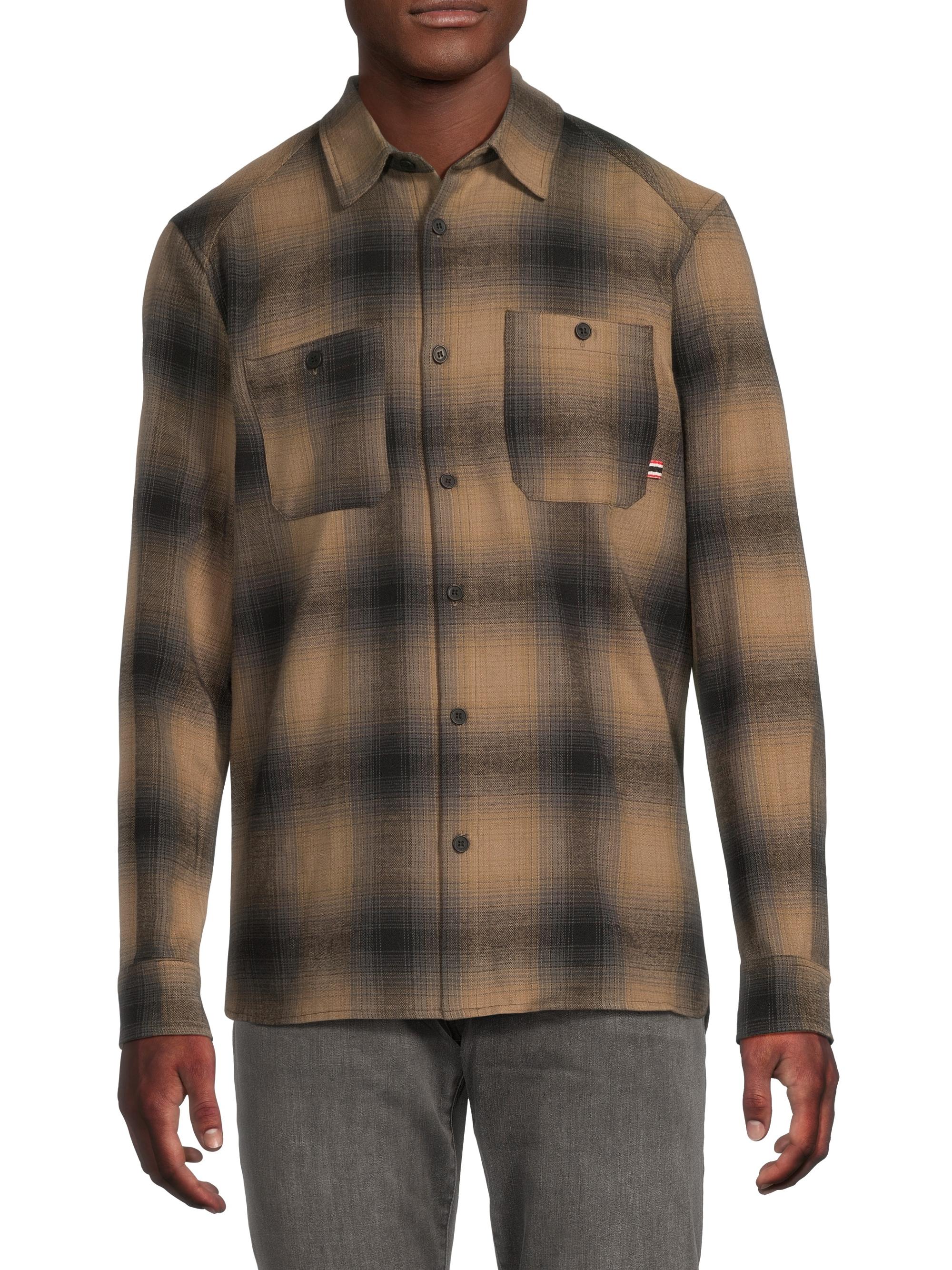 Click here for Hunter Mens Plaid Wool-Blend Overshirt Jacket - Bl... prices