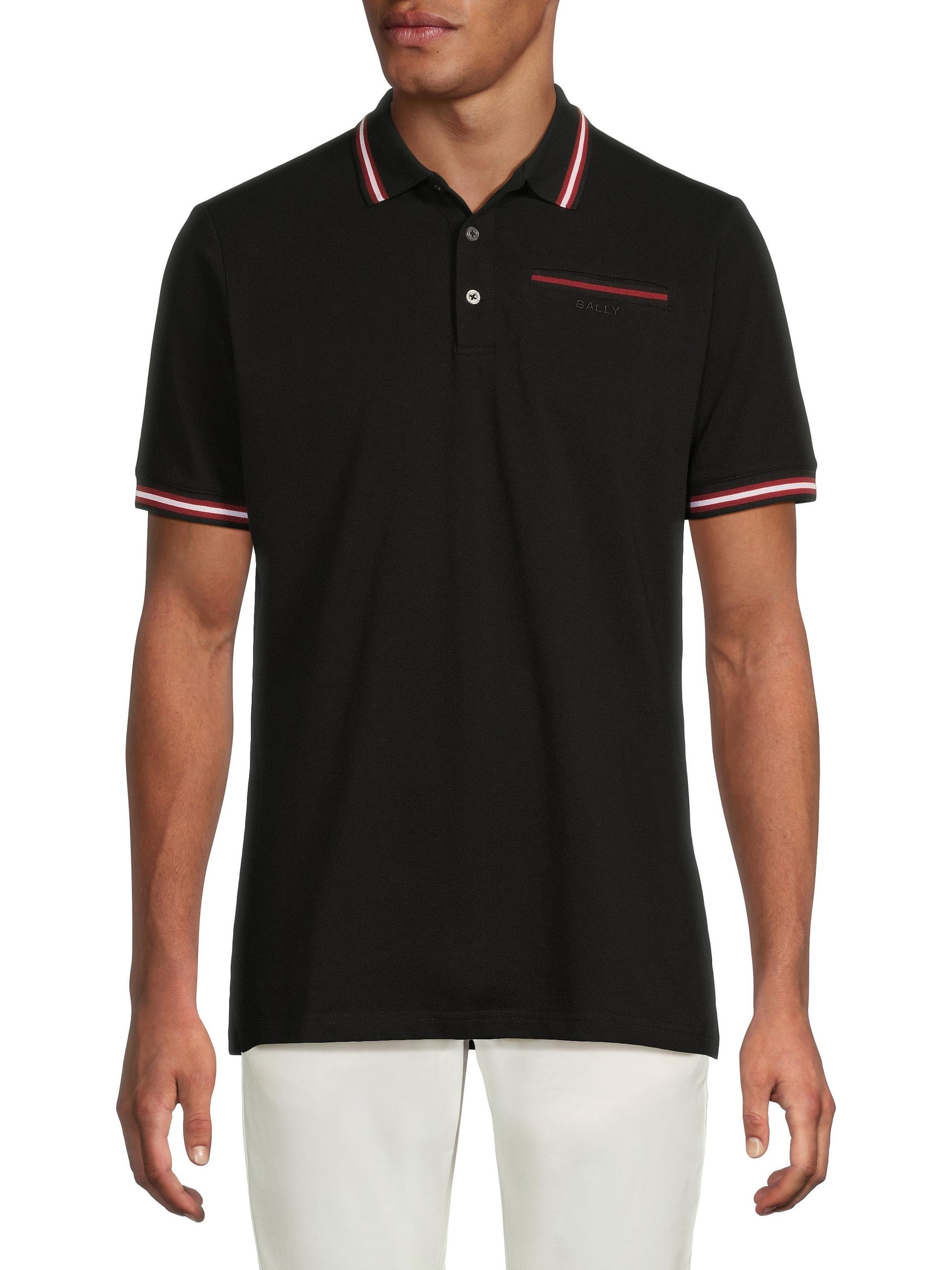 Click here for Bally Mens Contrast-Tipped Cotton Polo Shirt - Bla... prices