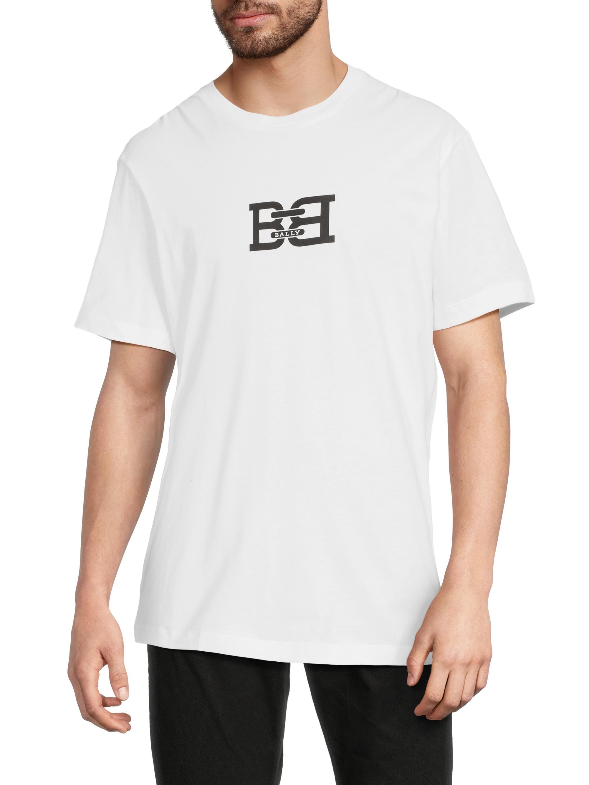 Click here for Bally Mens B-Chain Logo Cotton T-Shirt - White - S... prices