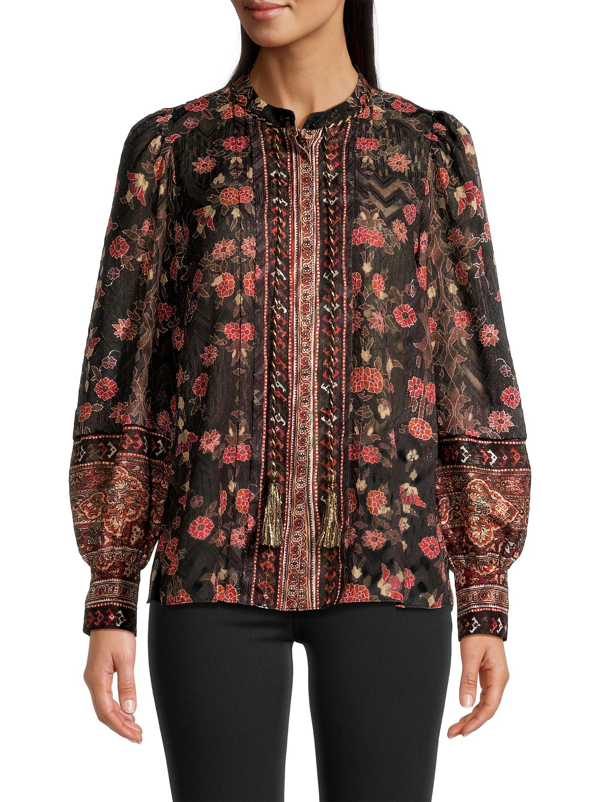 Click here for Kobi Halperin Womens Laurena Semi-Sheer Floral Blo... prices