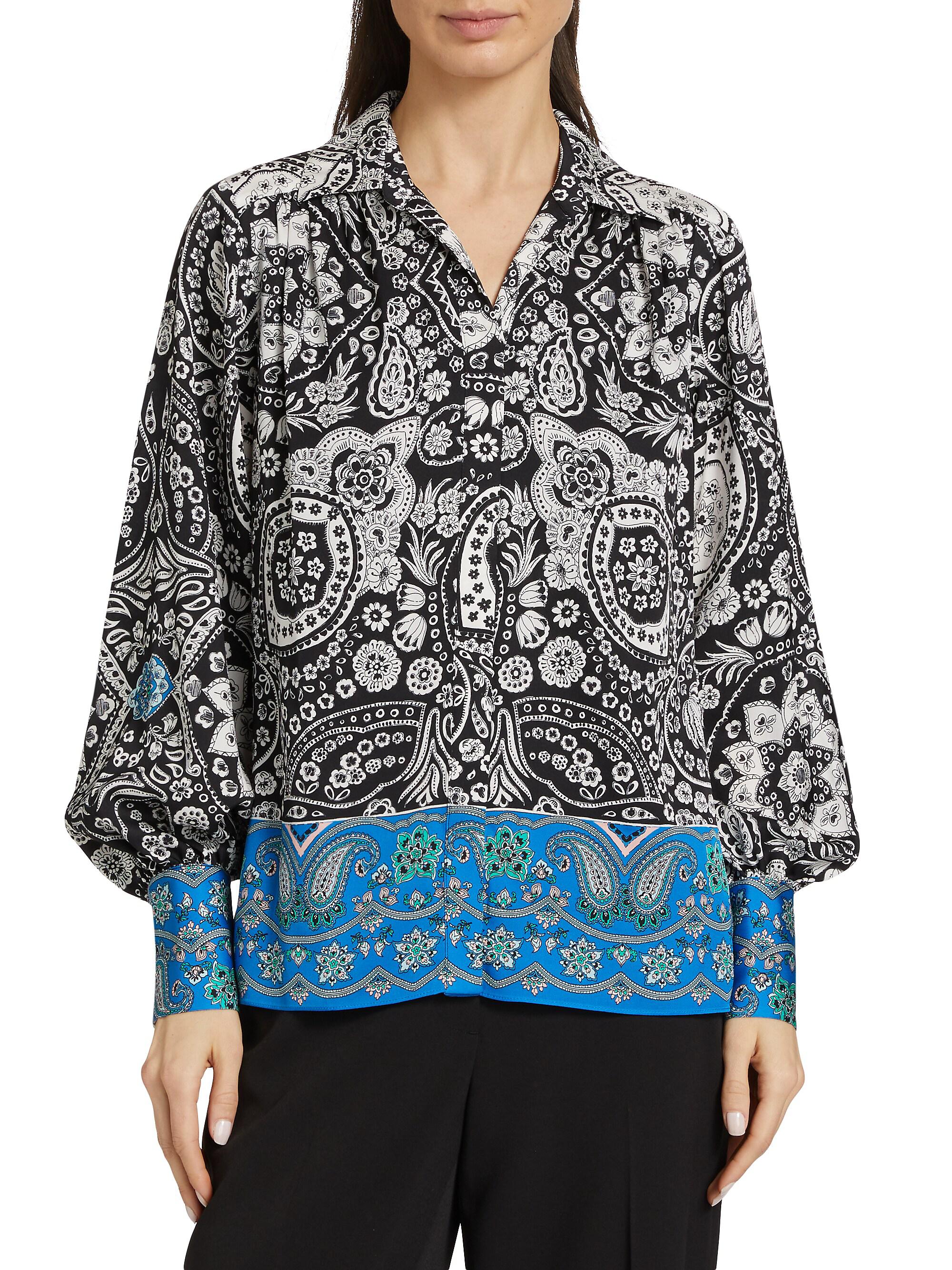 Click here for Elie Tahari Womens The Eilian Paisley Silk-Blend B... prices