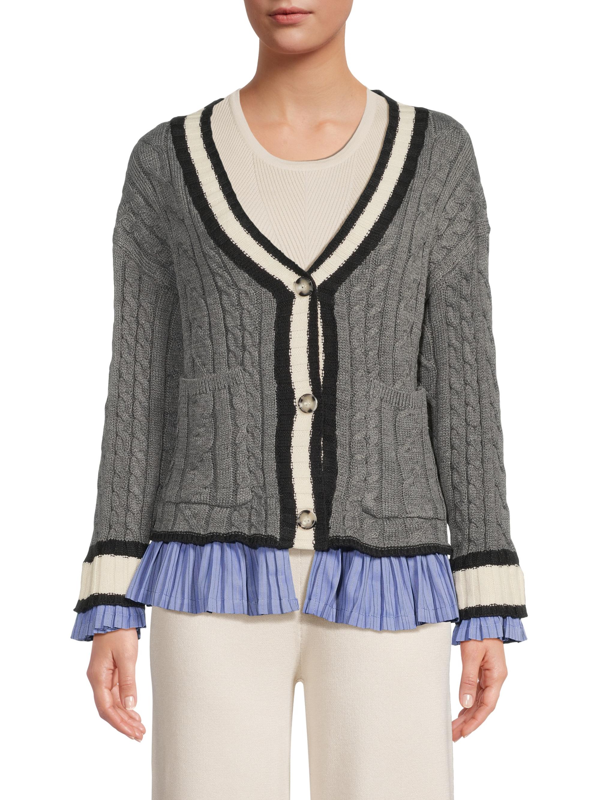 Click here for Lea & Viola Womens Cable-Knit Cotton-Blend Twofer... prices