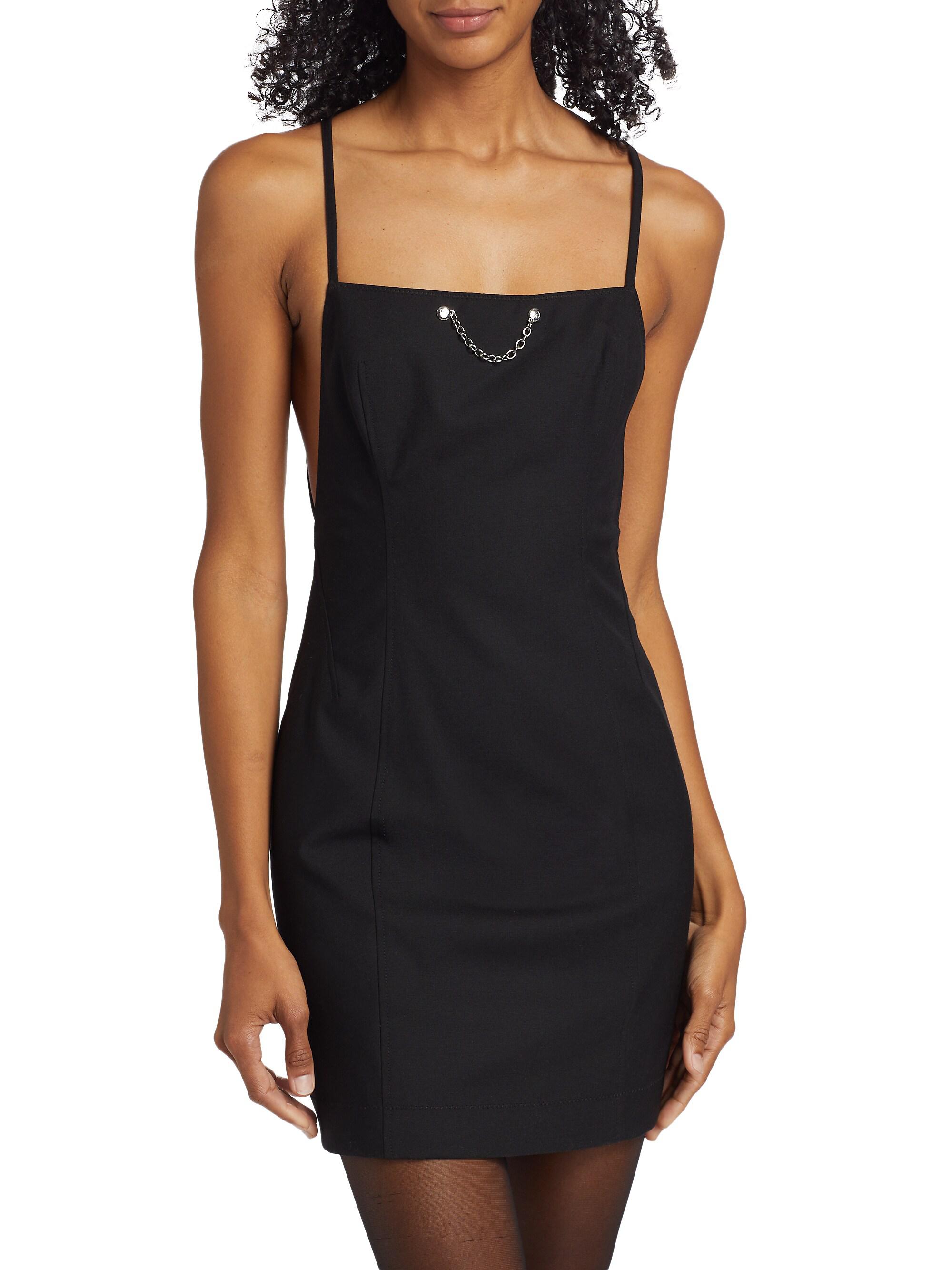 Click here for Moschino Jeans Womens Chain Backless Minidress - B... prices