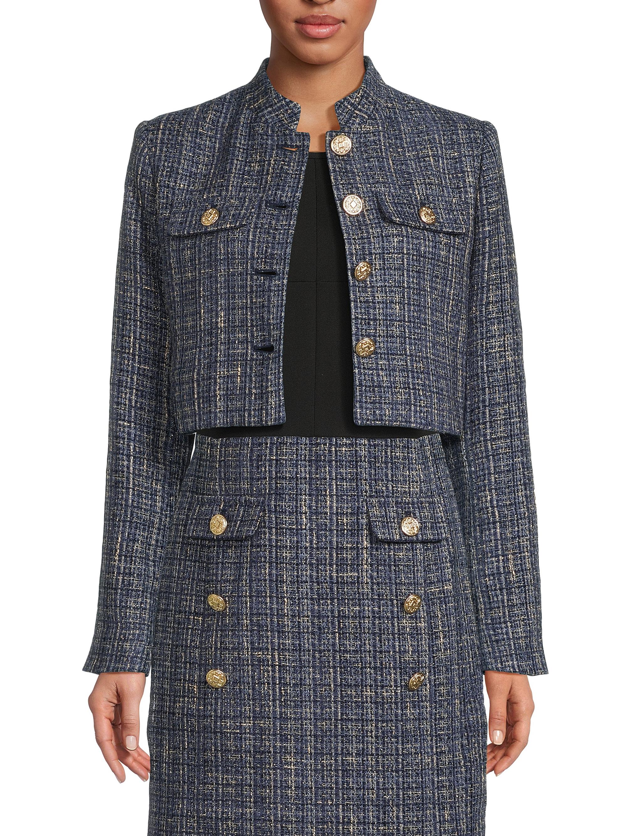 Click here for Karl Lagerfeld Paris Womens Tweed Cropped Jacket -... prices