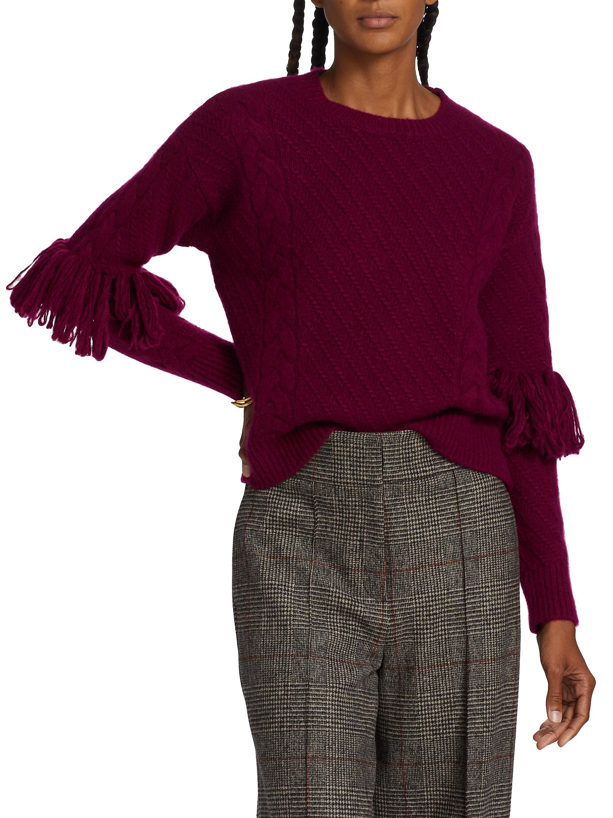 Click here for Elie Tahari Womens Fringe Wool-Blend Sweater - Mul... prices