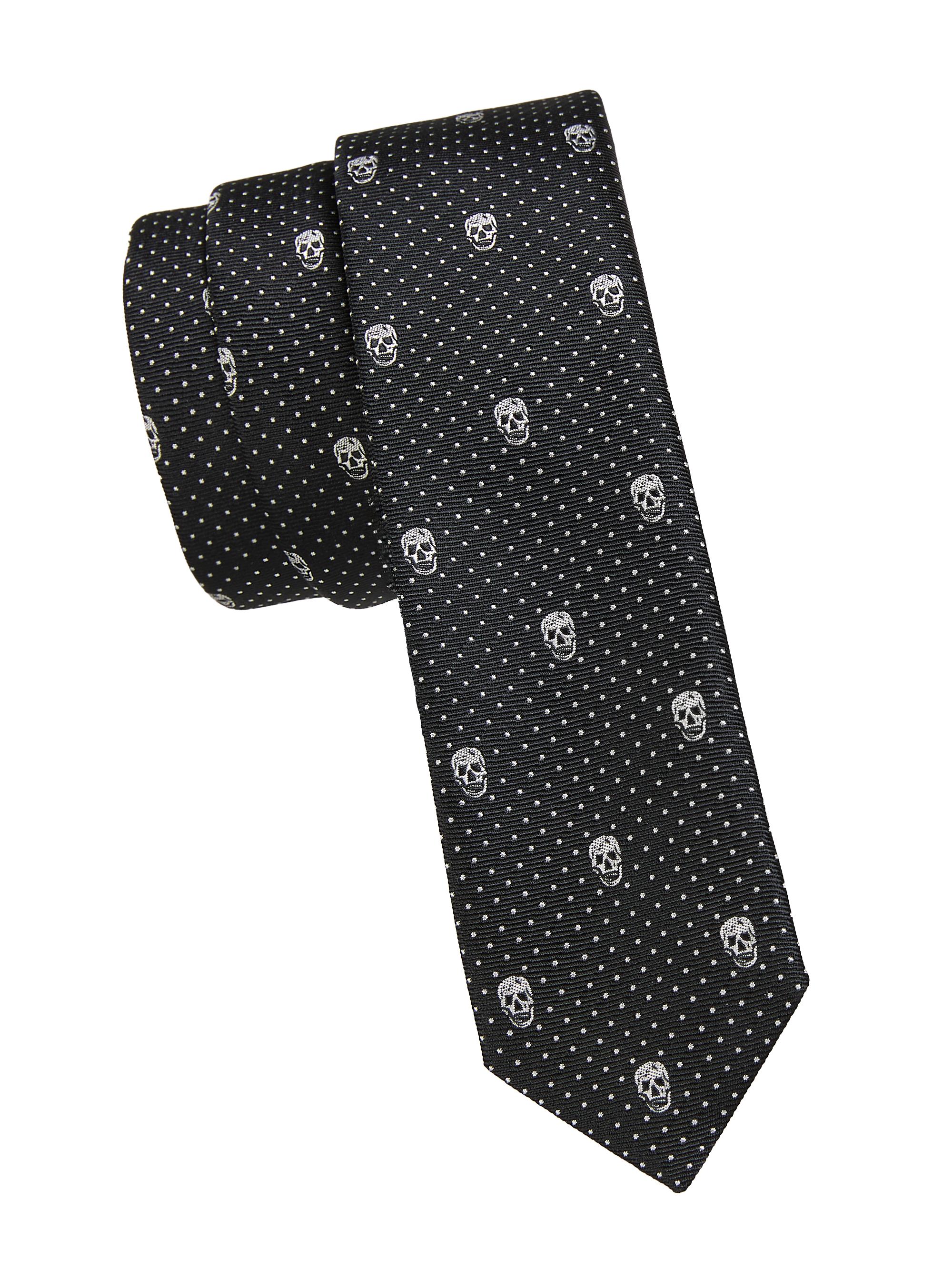 Click here for Mcqueen Mens Skull Patterned Silk Slim Tie - Black... prices