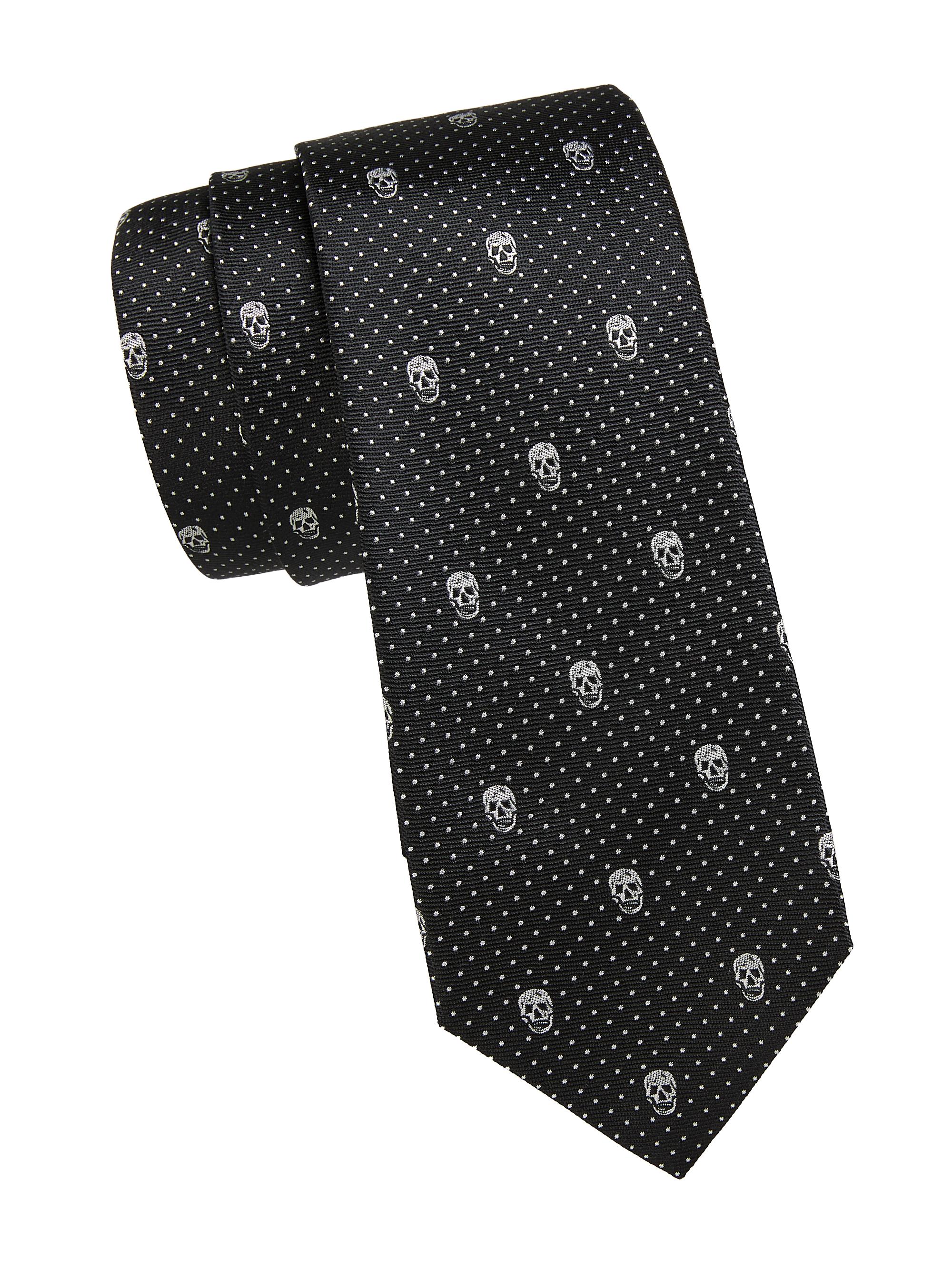 Click here for Mcqueen Mens Skull Patterned Silk Slim Tie - Black... prices