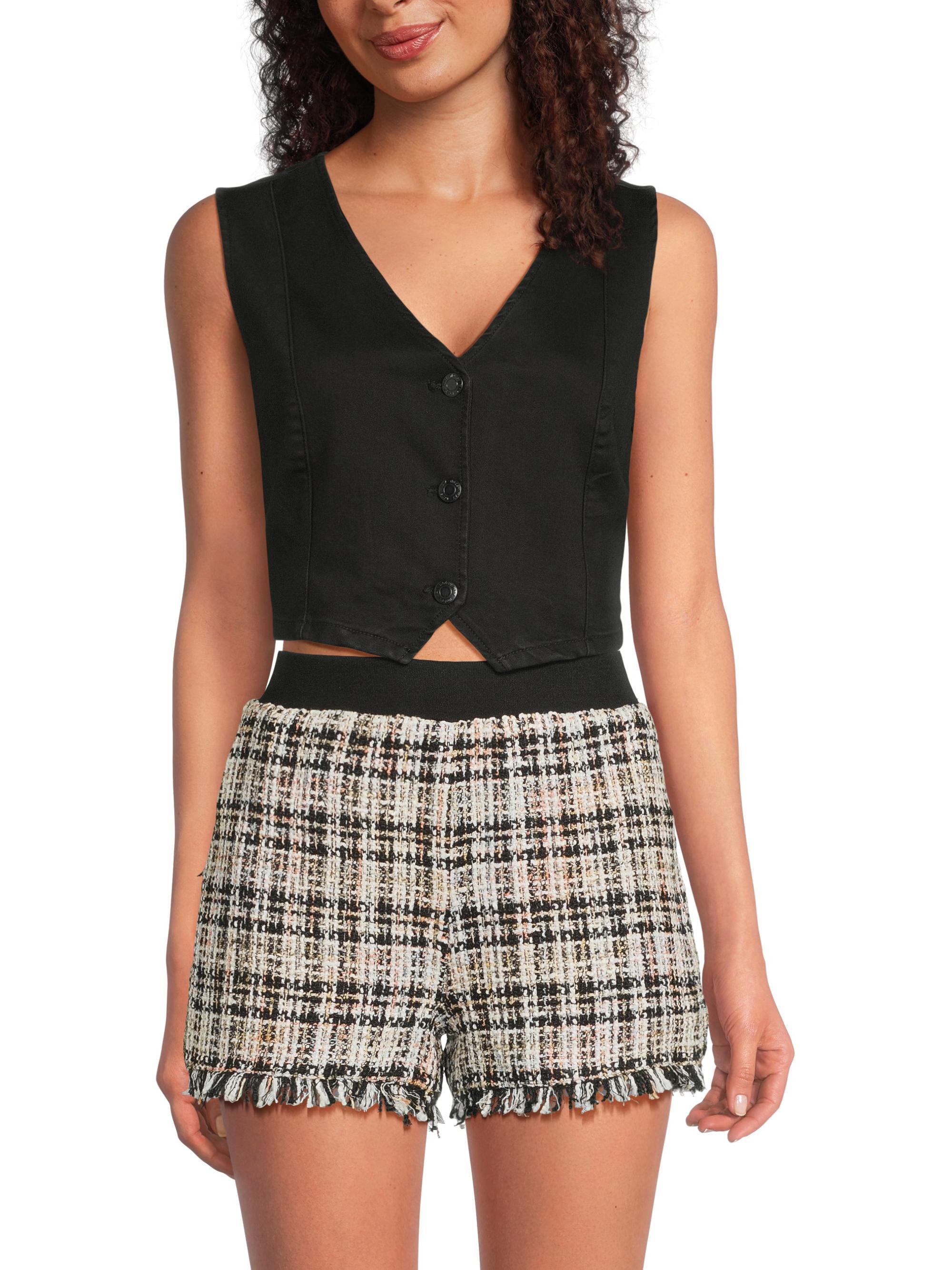 Click here for Noisy May Womens Wilda Cotton-Blend Cropped Vest -... prices