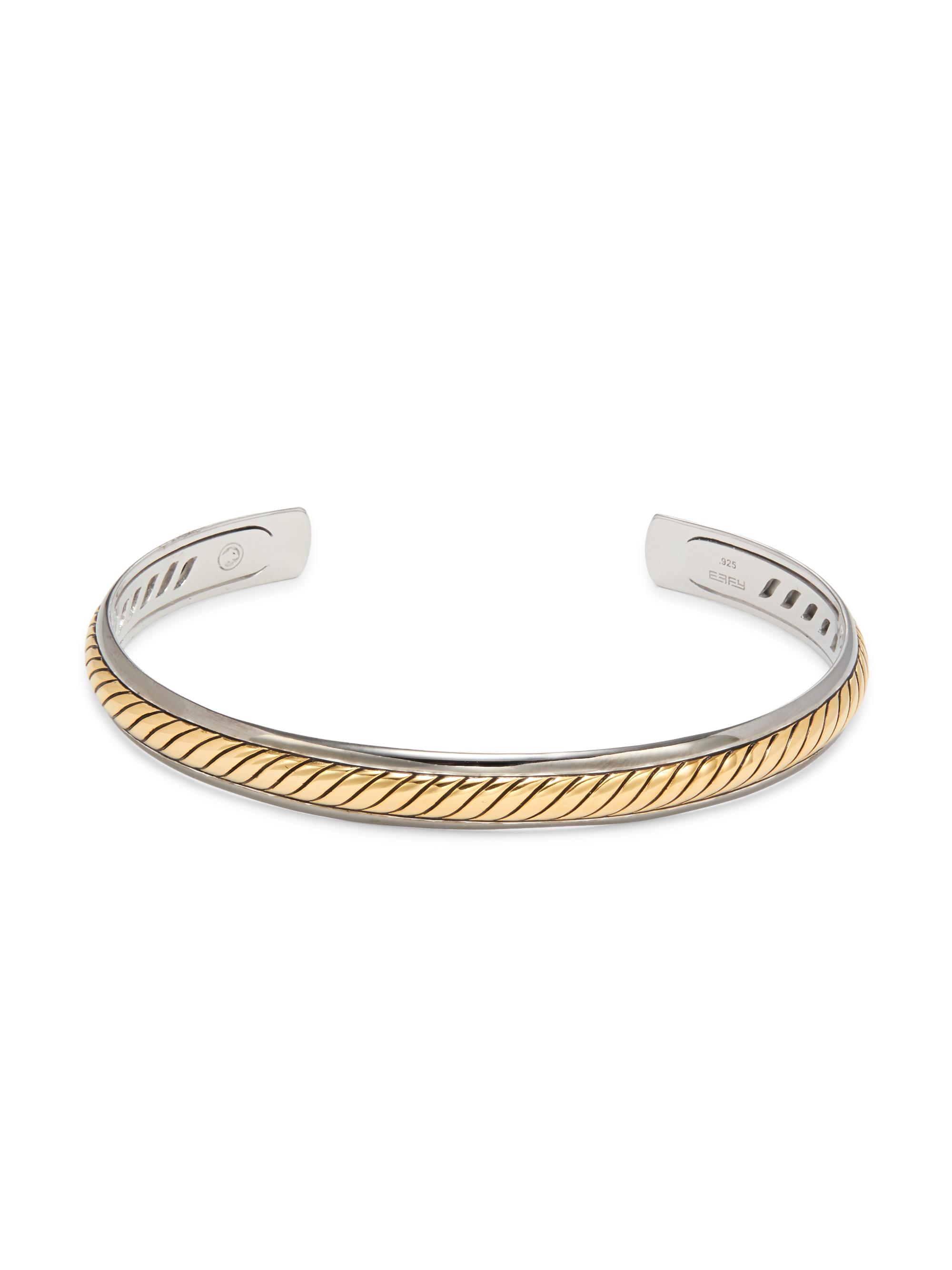 Click here for Effy Mens Sterling Silver and 18K Goldplated Bangl... prices