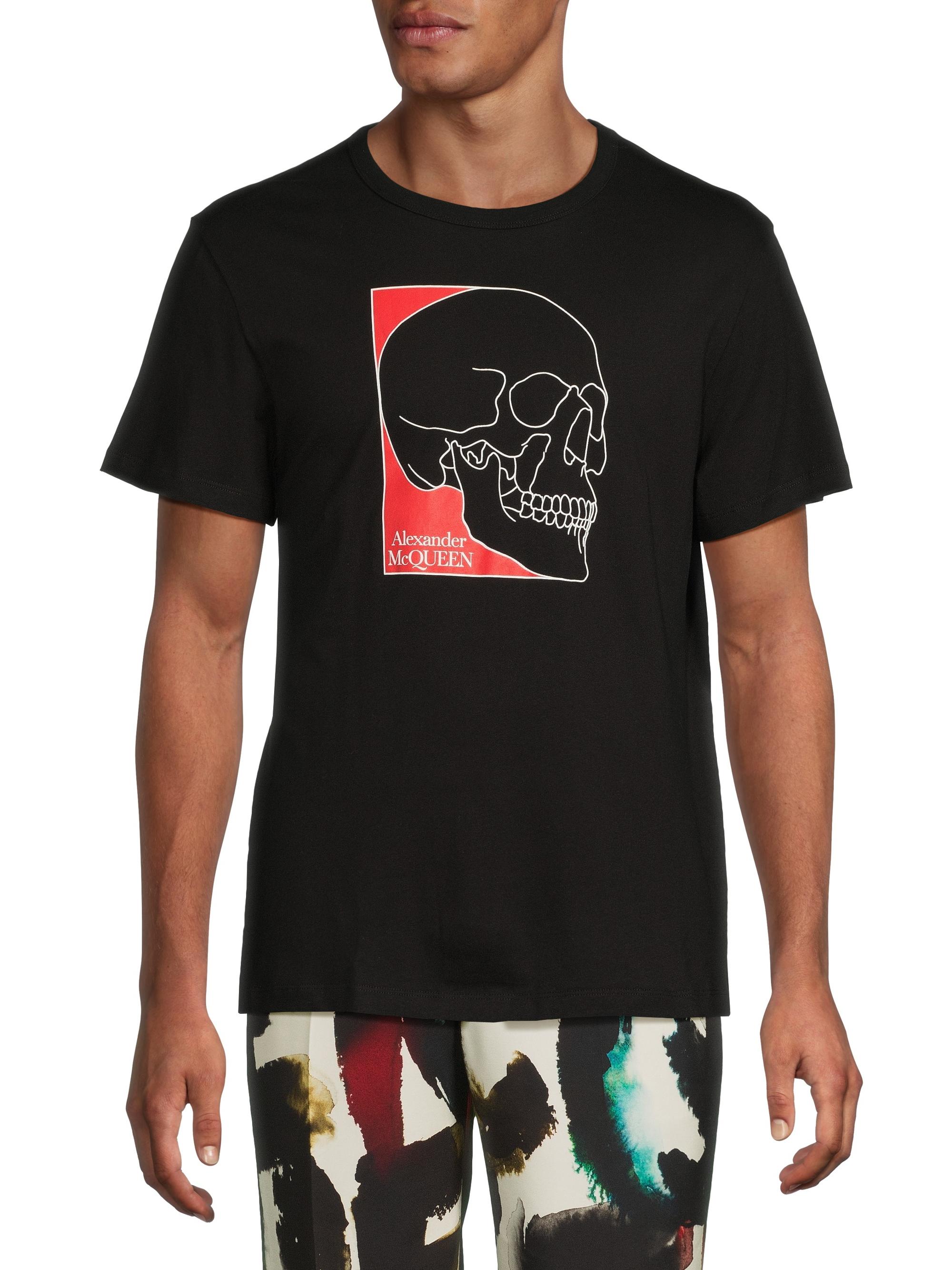 Click here for Mcqueen Mens Logo Graphic Cotton T-Shirt - Black R... prices