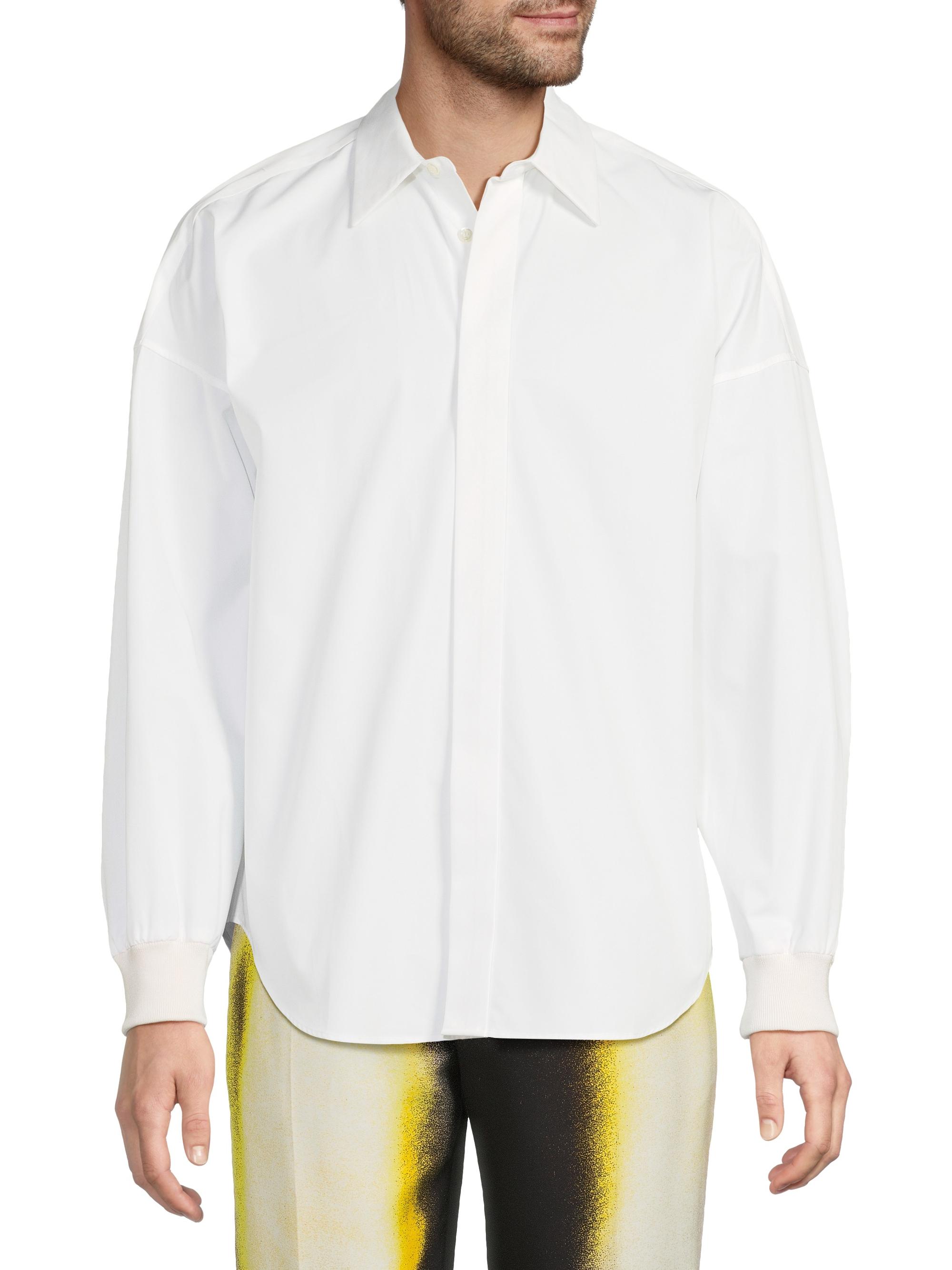 Click here for Mcqueen Mens Curved Hem Cotton Shirt - White - Siz... prices