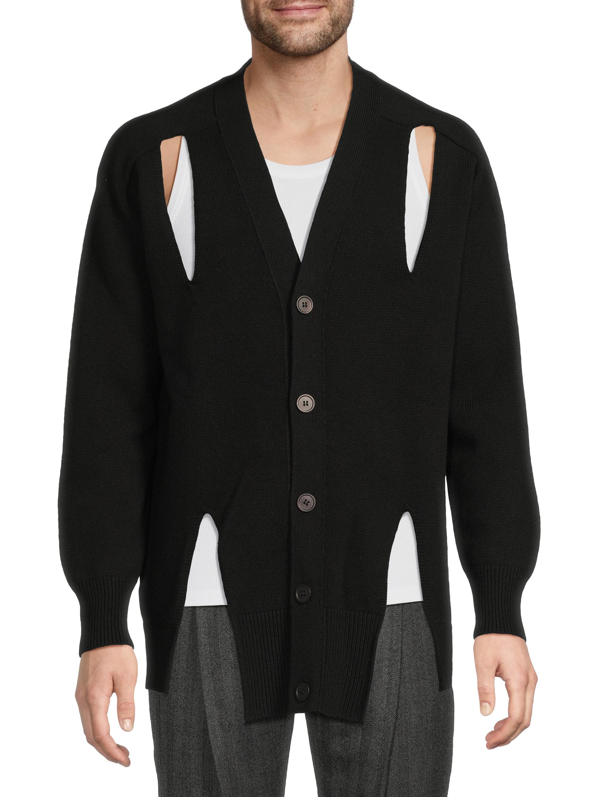 Click here for Mcqueen Mens Cutout Wool Cardigan - Black - Size S prices