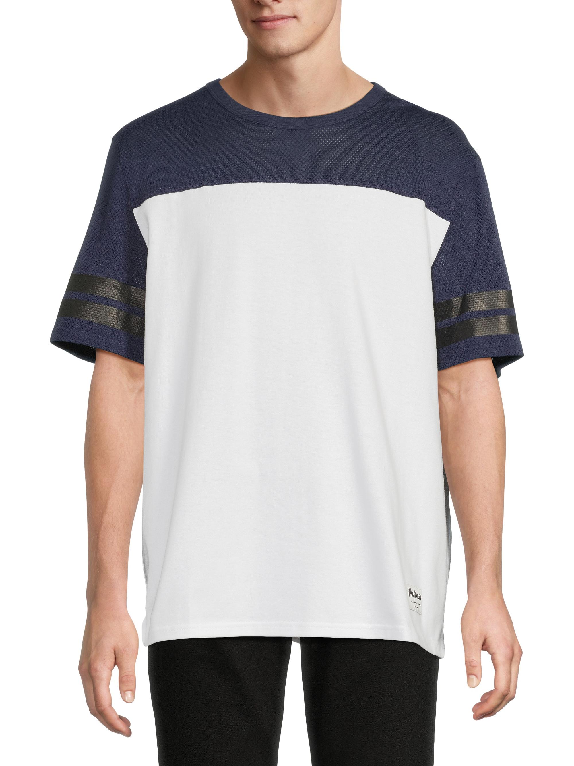 Click here for Mcqueen Mens Colorblocked Cotton T-Shirt - White I... prices