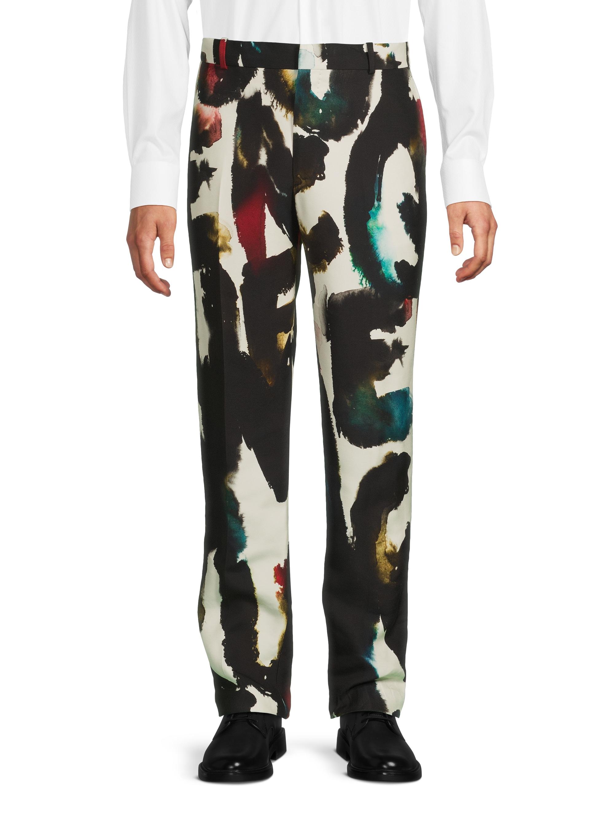 Click here for Mcqueen Mens Watercolour Print Cigarette Trousers... prices