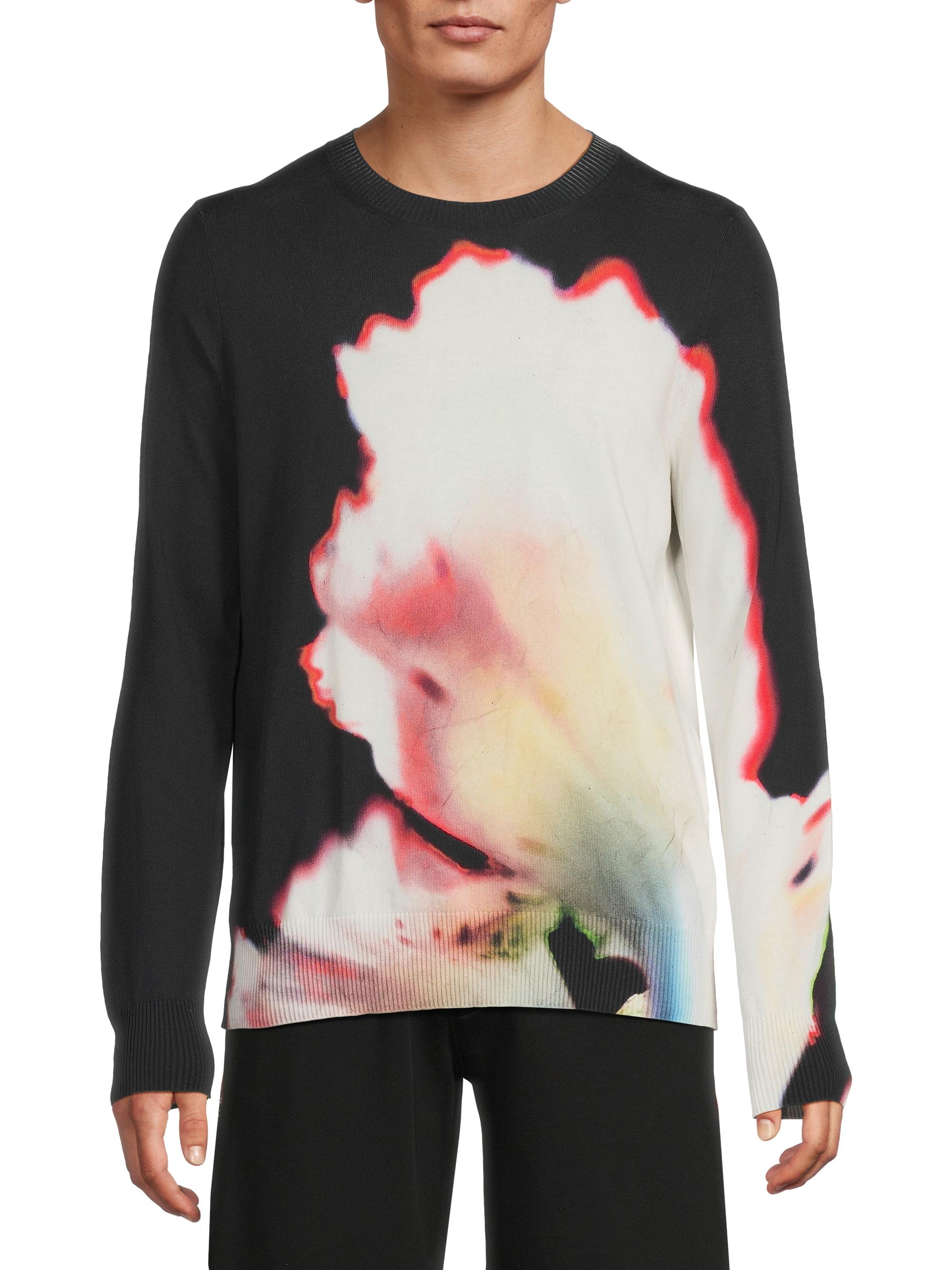 Click here for Mcqueen Mens Abstract Graphic Cotton Sweater - Bla... prices