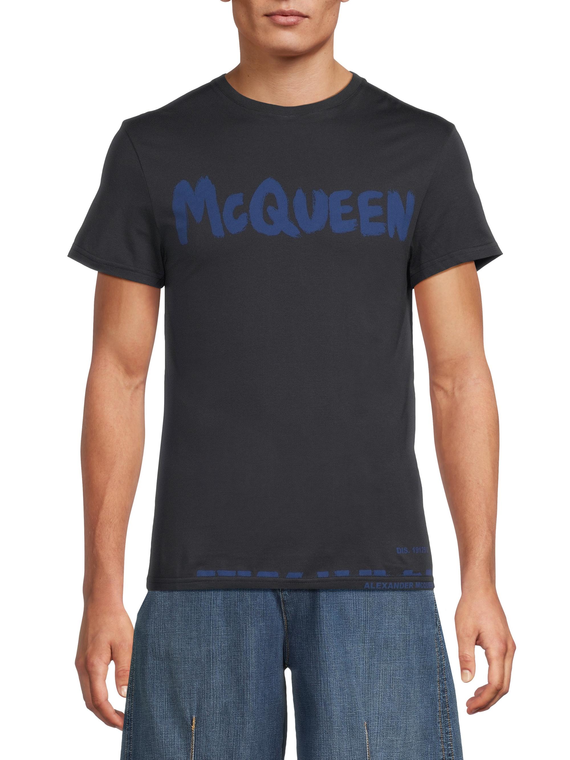 Click here for Mcqueen Mens Logo Cotton T-Shirt - Navy Mix - Size... prices