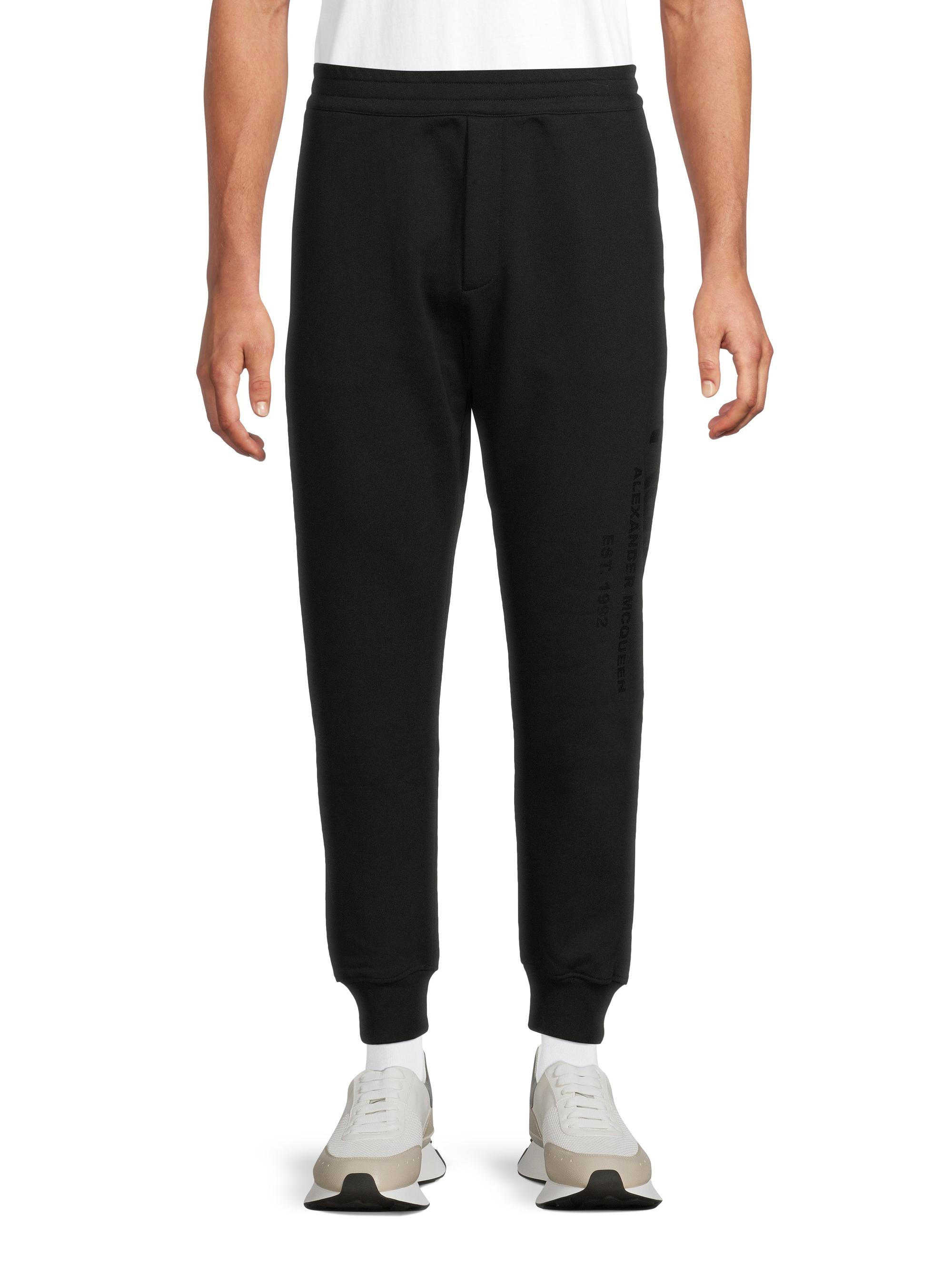 Click here for Mcqueen Mens Graffiti Print Cotton Joggers - Black... prices