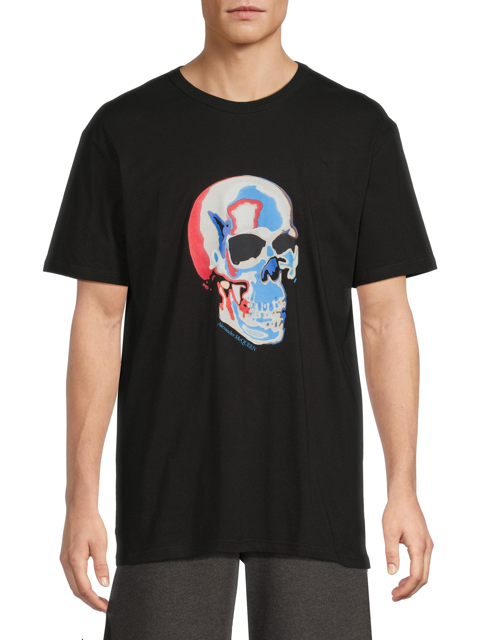 Click here for Mcqueen Mens Solarized Skull Cotton Crewneck T-Shi... prices