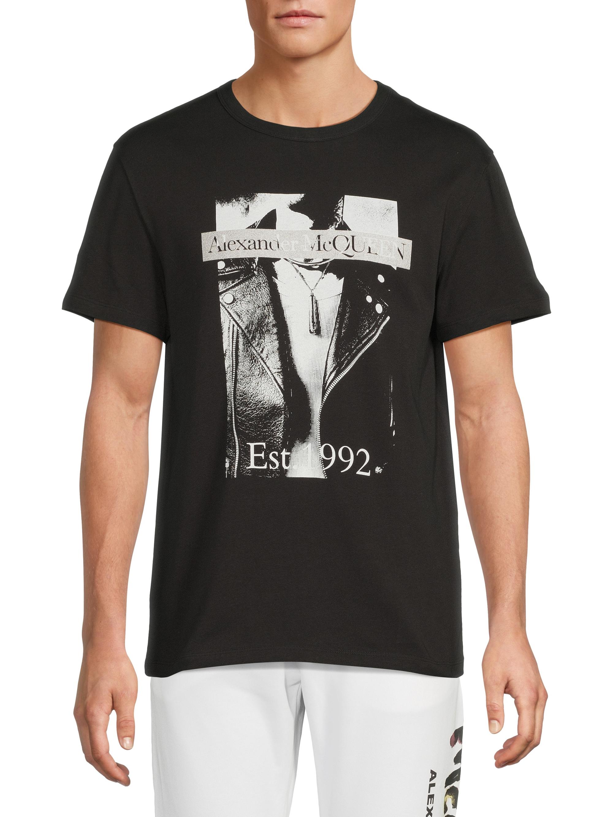 Click here for Mcqueen Mens Logo Graphic Cotton T-Shirt - Black M... prices