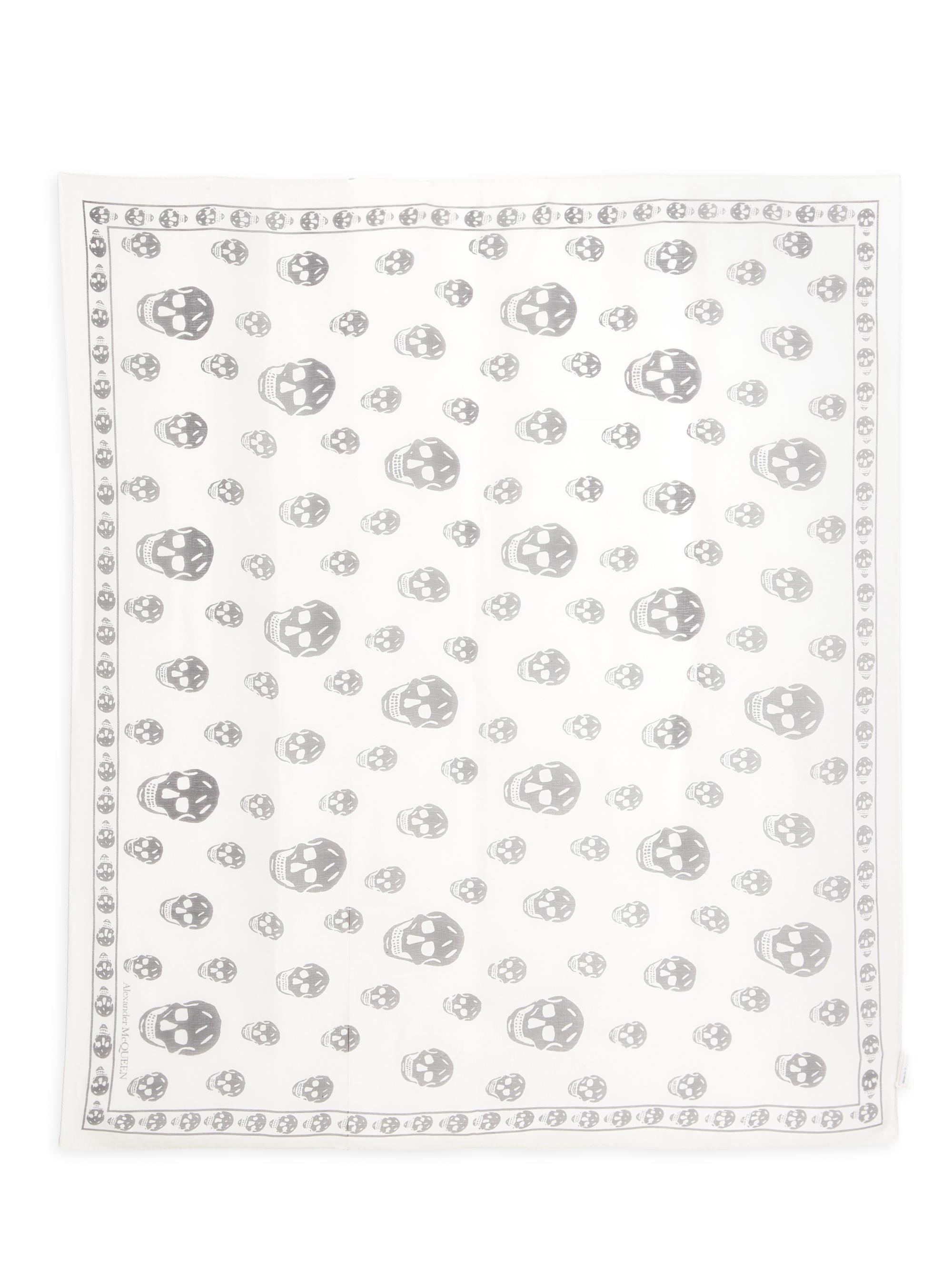 Click here for Mcqueen Mens Skull Silk Scarf - Ivory Black prices