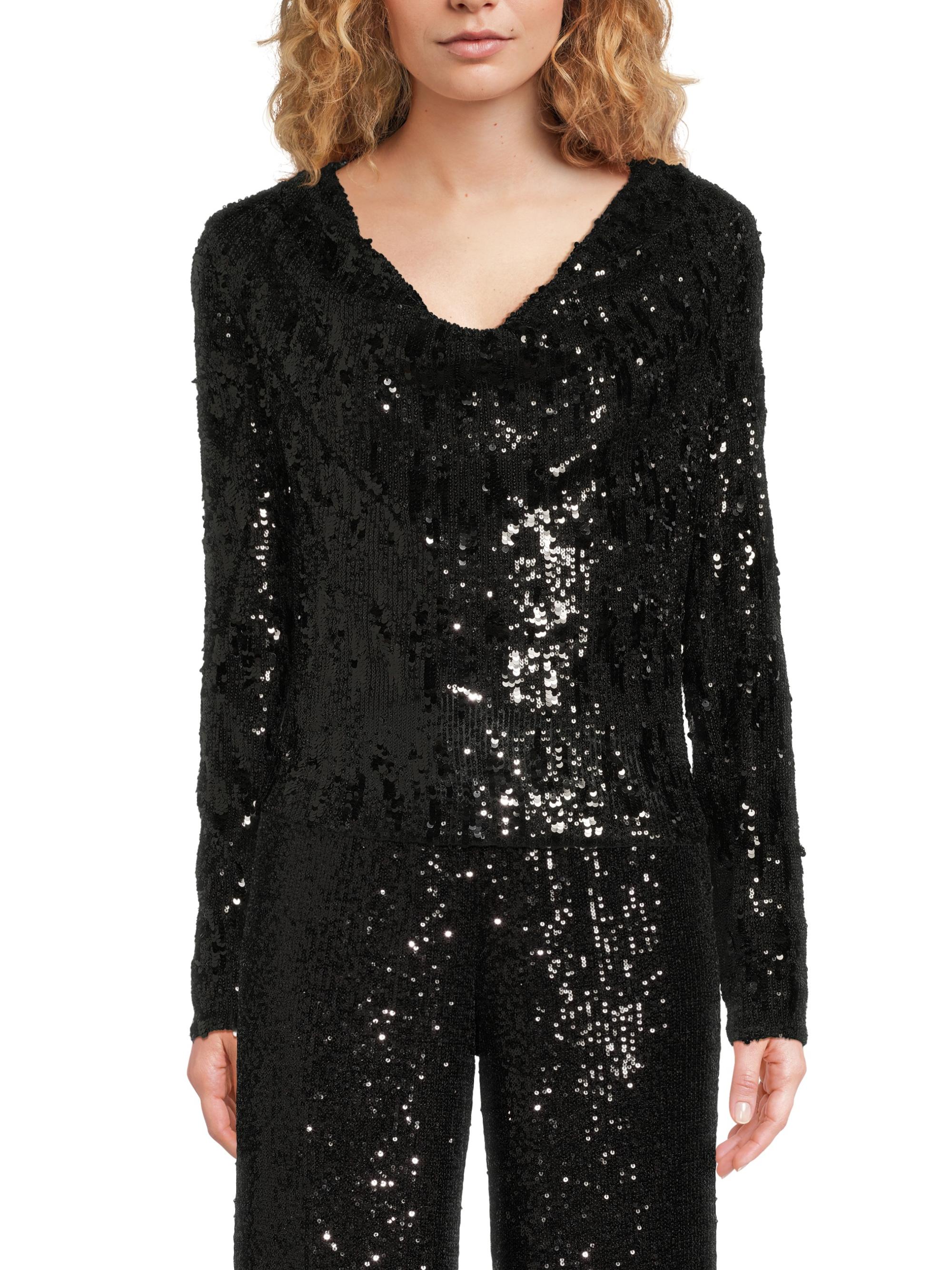 Click here for Ramy Brook Womens Nicole Sequined Top - Black Sequ... prices