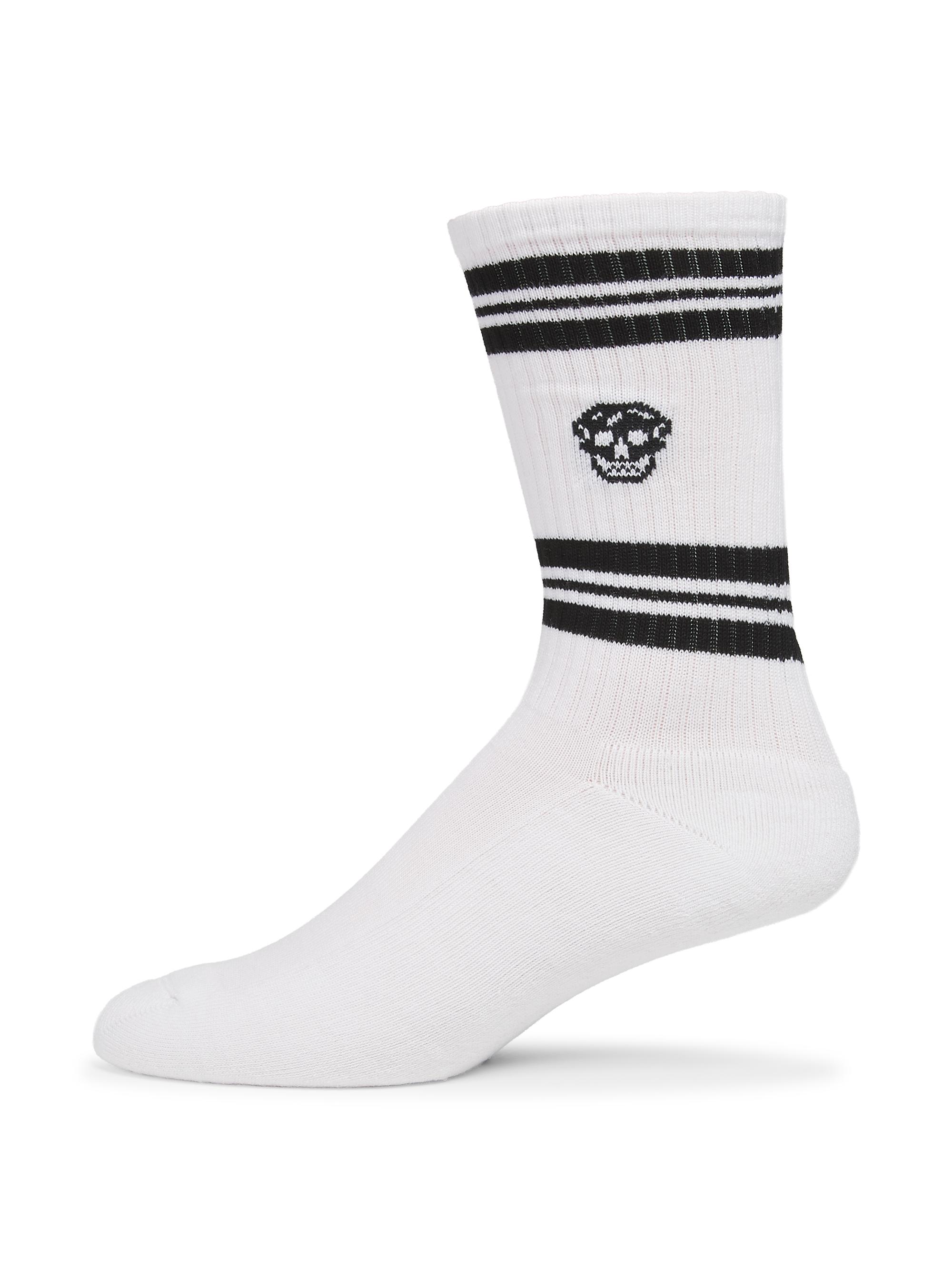 Click here for Mcqueen Mens Logo Stretch-Cotton Crew Socks - Whit... prices